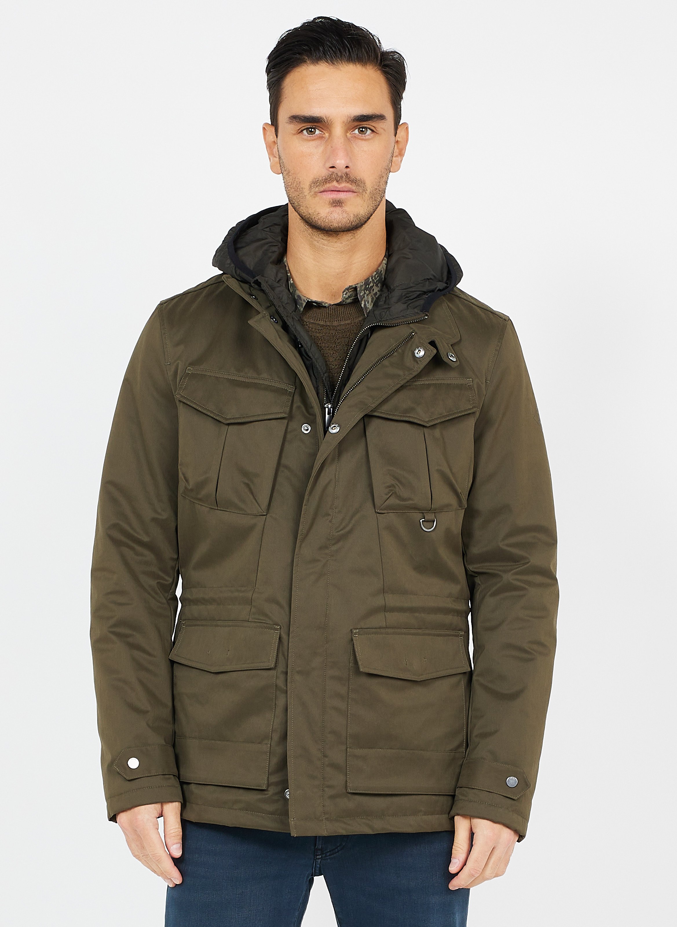 Mantel Mit Stehkragen Und Kapuze Kaki Ikks - Herren | Place des Tendances