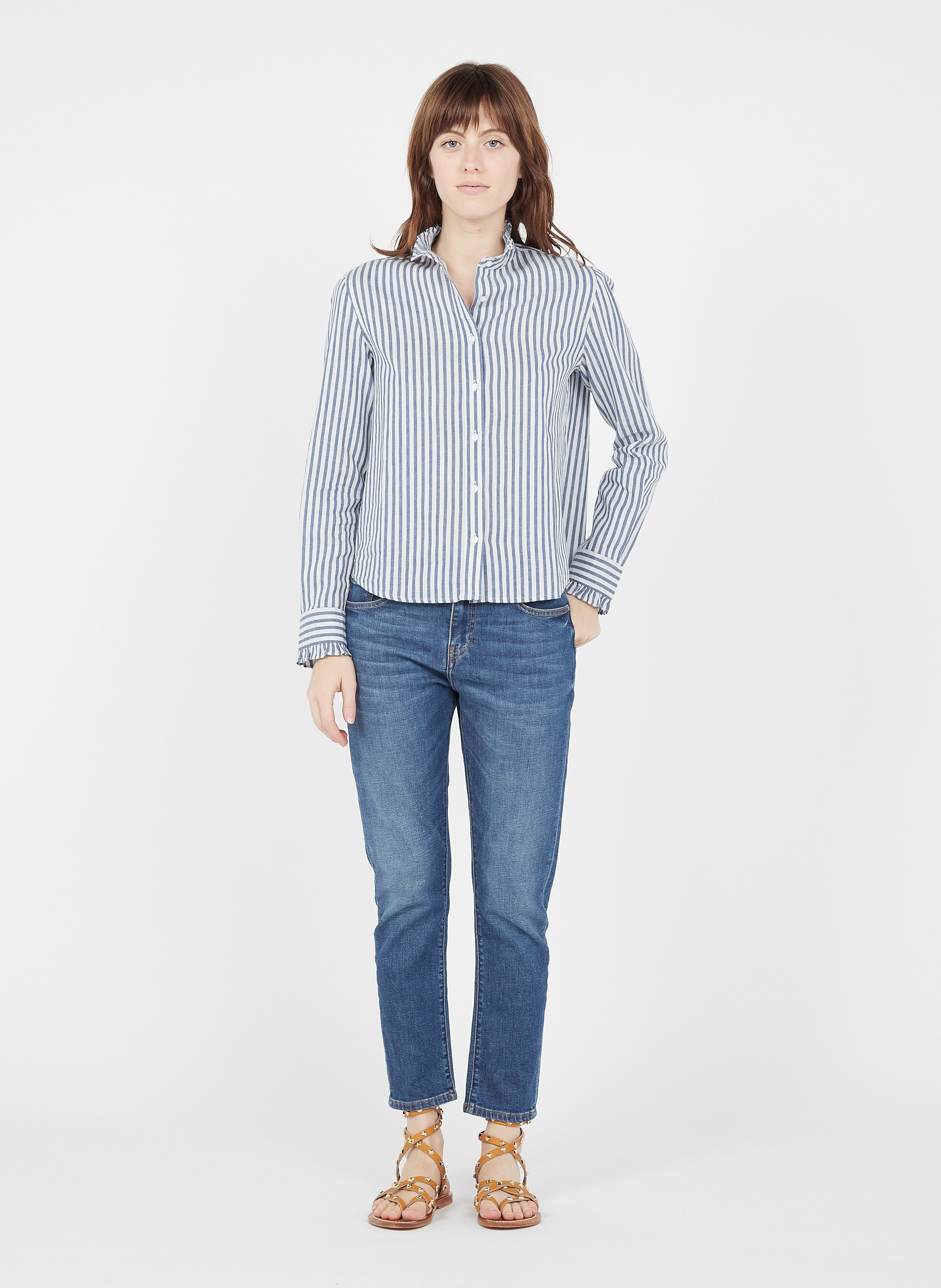 Sale High-rise Slim-fit Jeans Worn Dark Acquaverde - Women | Place des ...