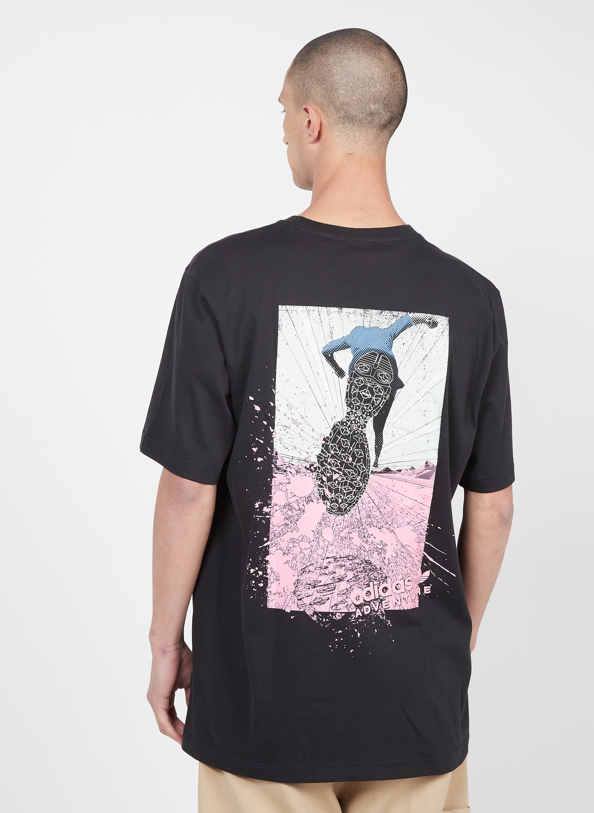 Round-neck Printed Cotton T-shirt Black Adidas - Men | Place des Tendances
