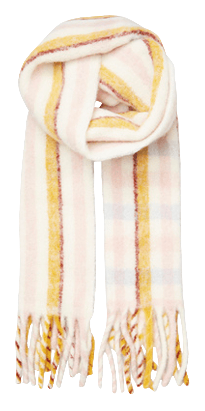 Checked Wool Scarf Coral Blush Becksondergaard - Women | Place des ...