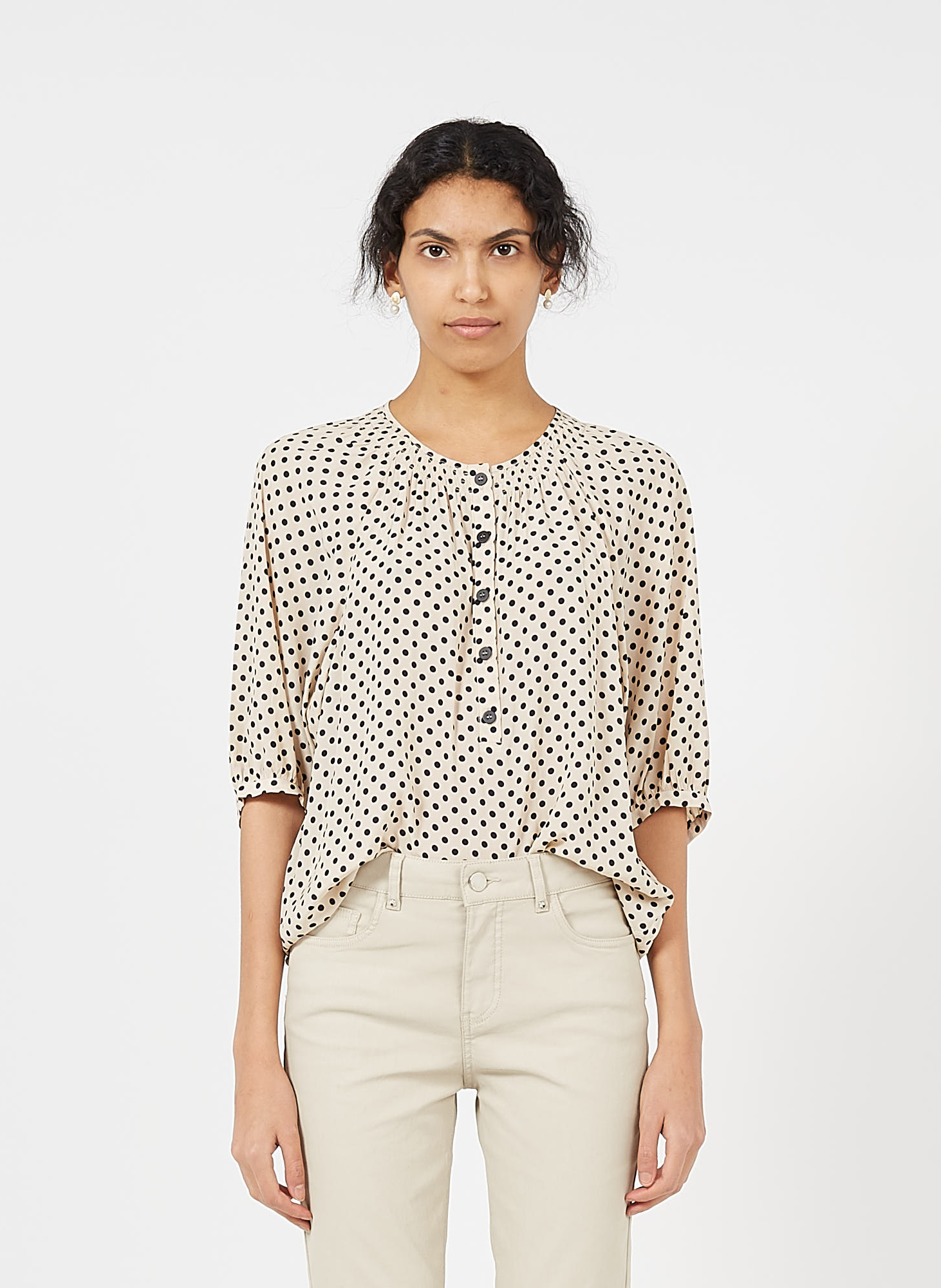 Printed Round-neck Top Naturel Gerard Darel - Women | Place des Tendances