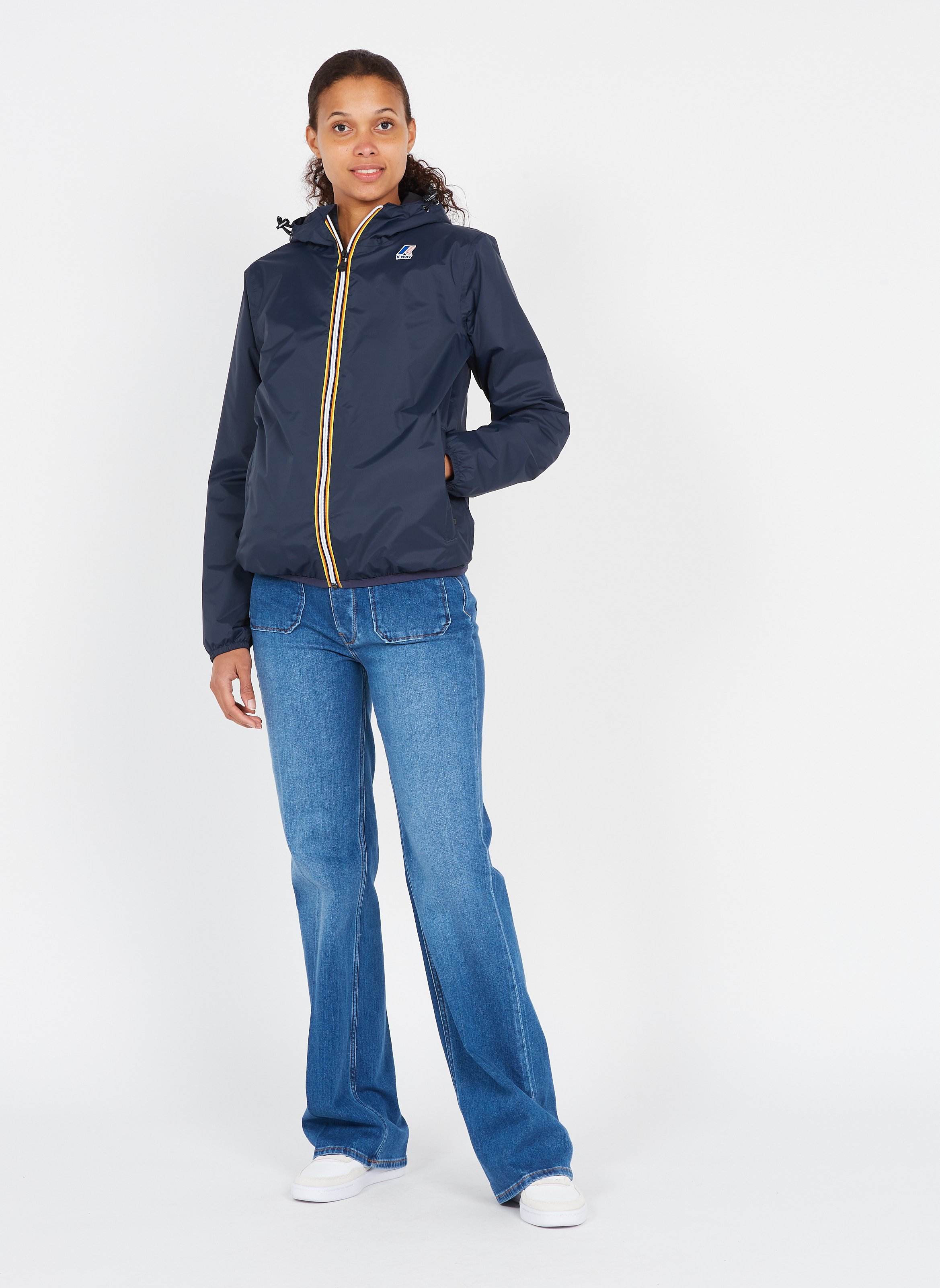K-way Hooded Zip-up Jacket Depht Blue K-way - Women | Place des Tendances