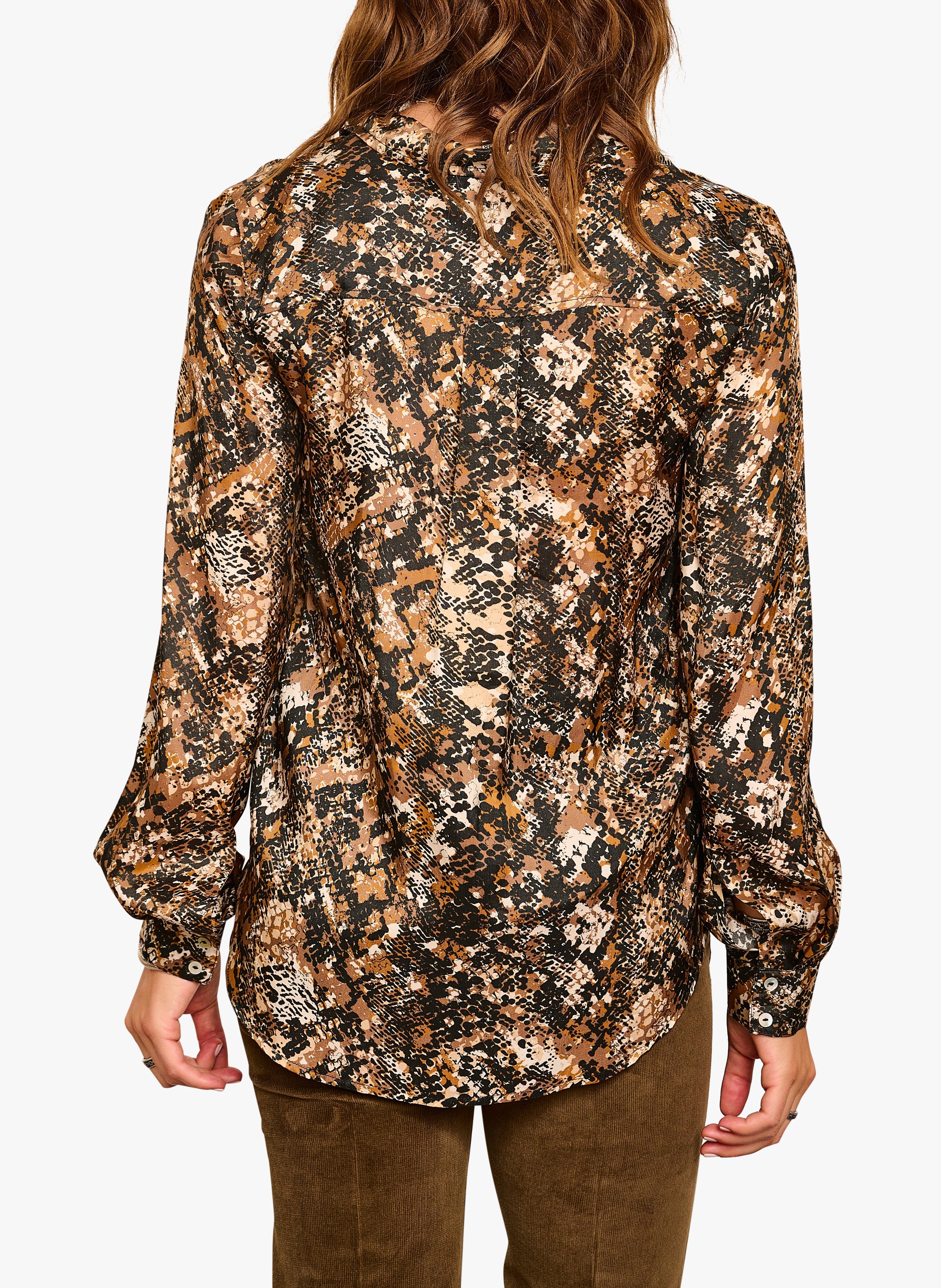 Animal Print Shirt With Classic Collar Taupe Mkt - Women | Place des ...