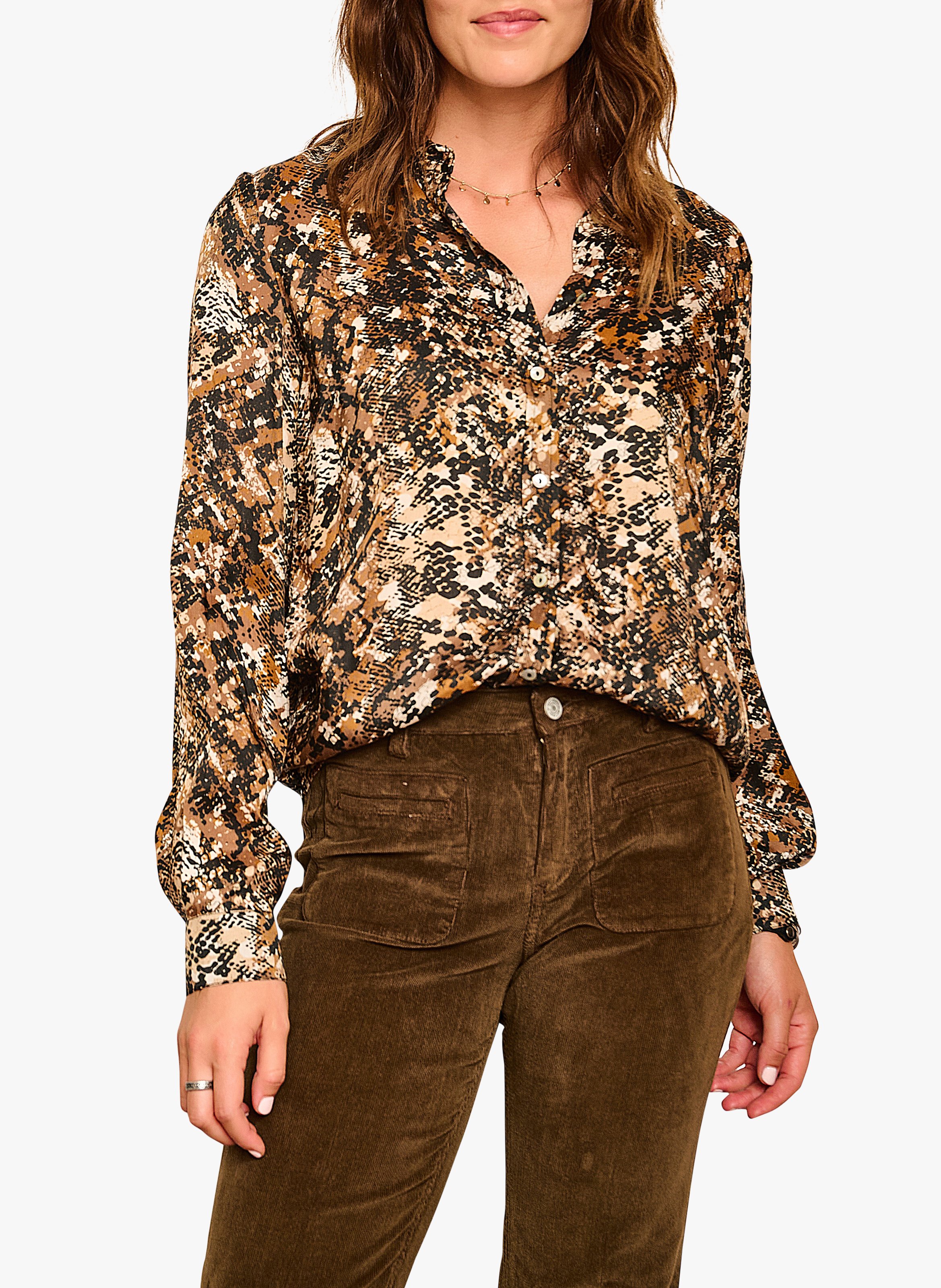 Animal Print Shirt With Classic Collar Taupe Mkt - Women | Place des ...