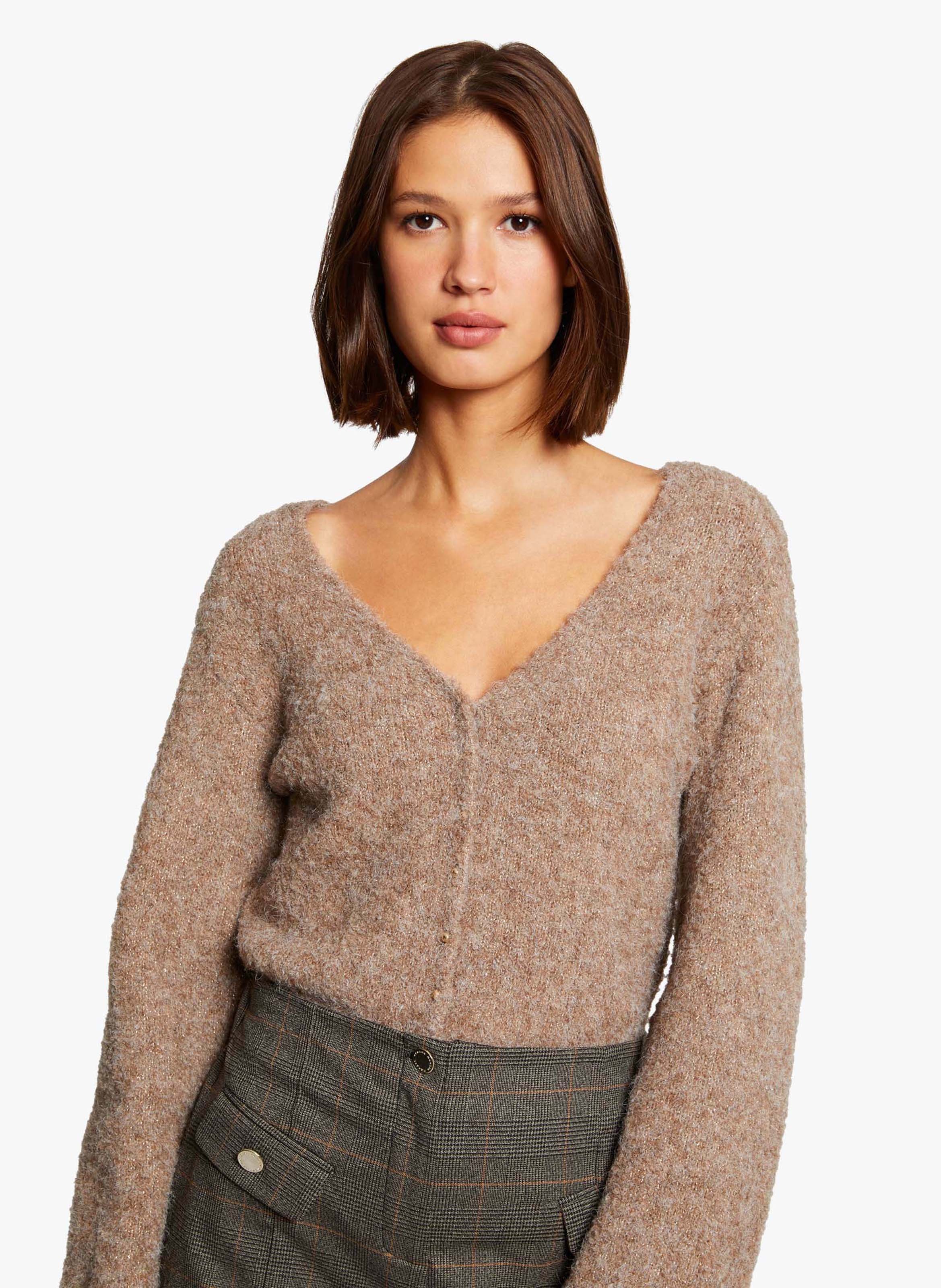 Long-sleeved Buttoned Cardigan Rafia Type Morgan - Women | Place des ...