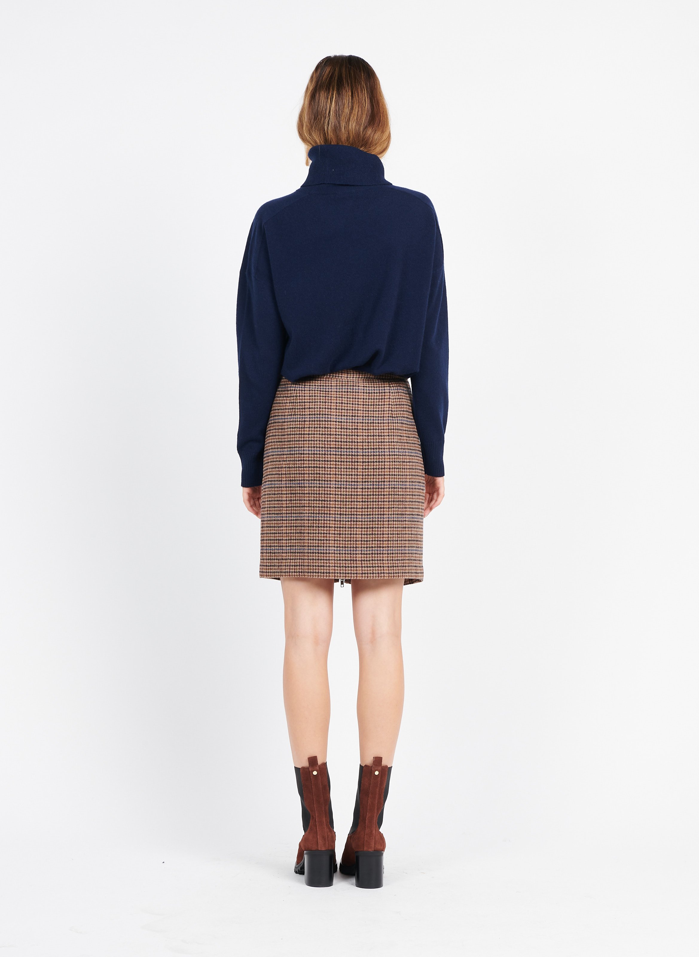 Mini Houndstooth Wool-blend Short Skirt Dark Earth Object - Women ...