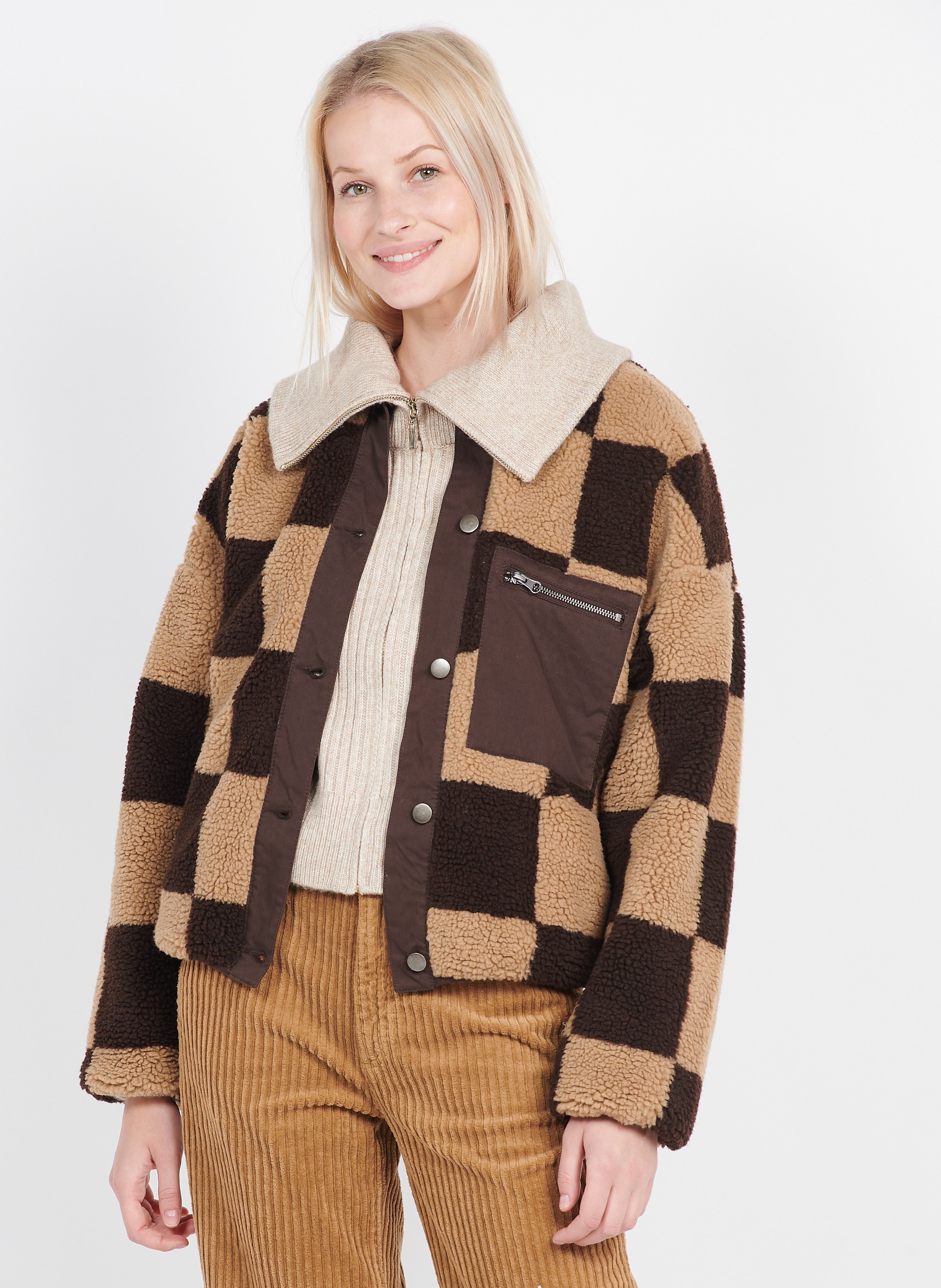 Round-neck Sweatshirt Fabric Jacket Java Object - Women - 23040001-19 ...