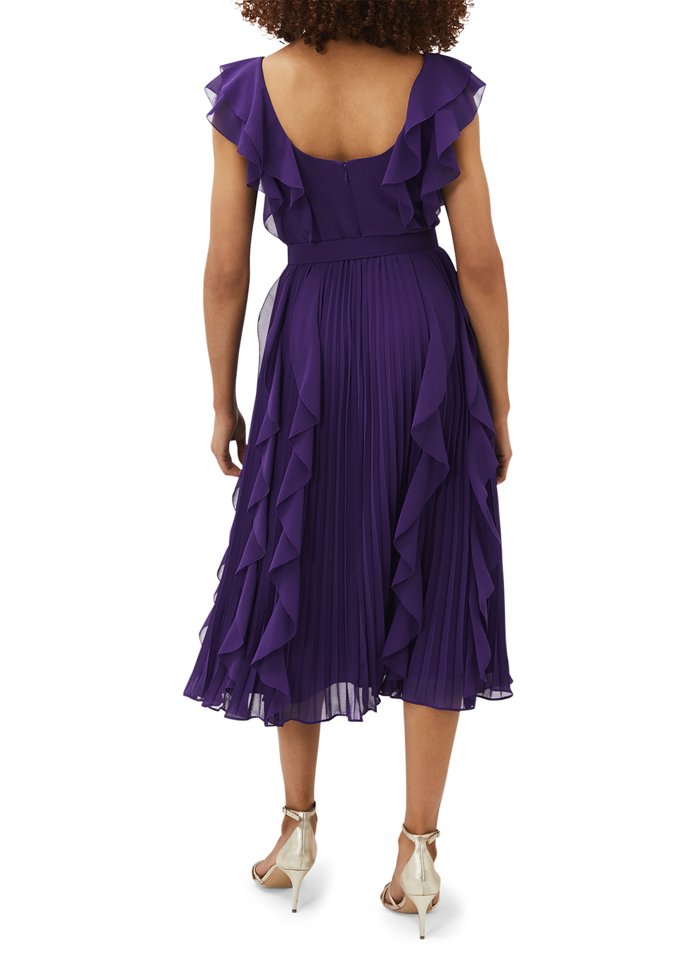 Boat-neck Ruffled Midi Dress Purple Phase Eight - Women | Place des ...