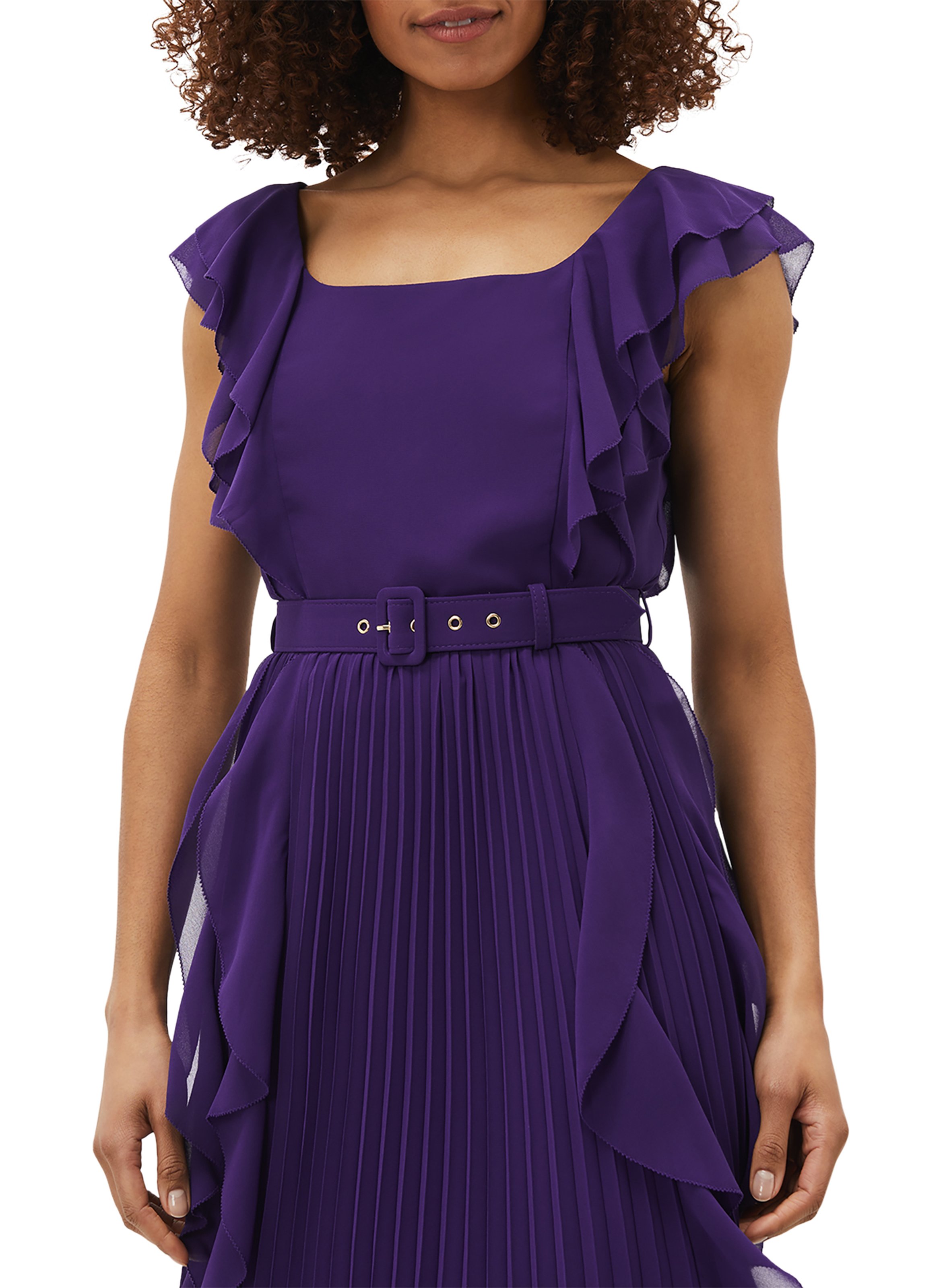 Boat-neck Ruffled Midi Dress Purple Phase Eight - Women | Place des ...