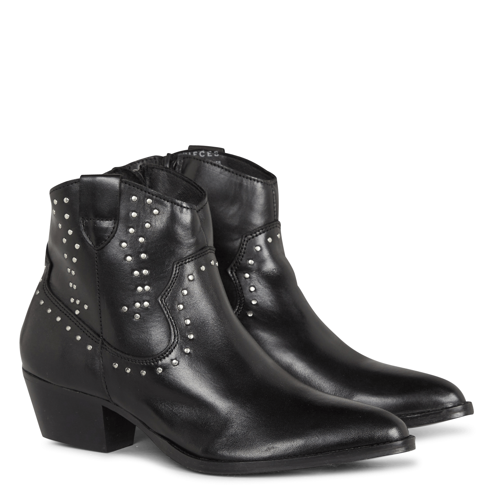 Leather Mid-calf Boots With Studs Black Pieces - Women | Place des ...