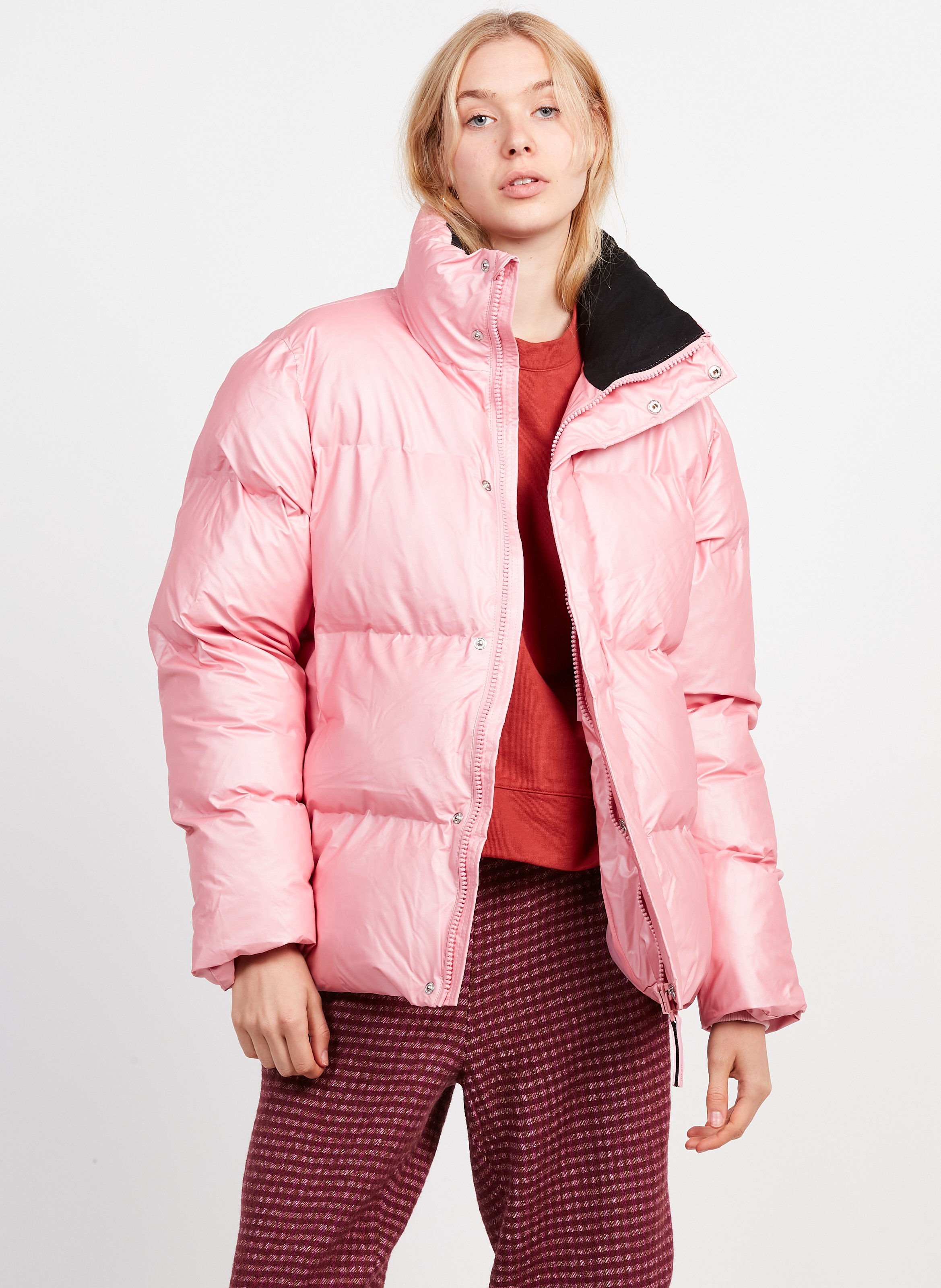High-neck Quilted Padded Jacket Pink Sky Rains - Women | Place des ...