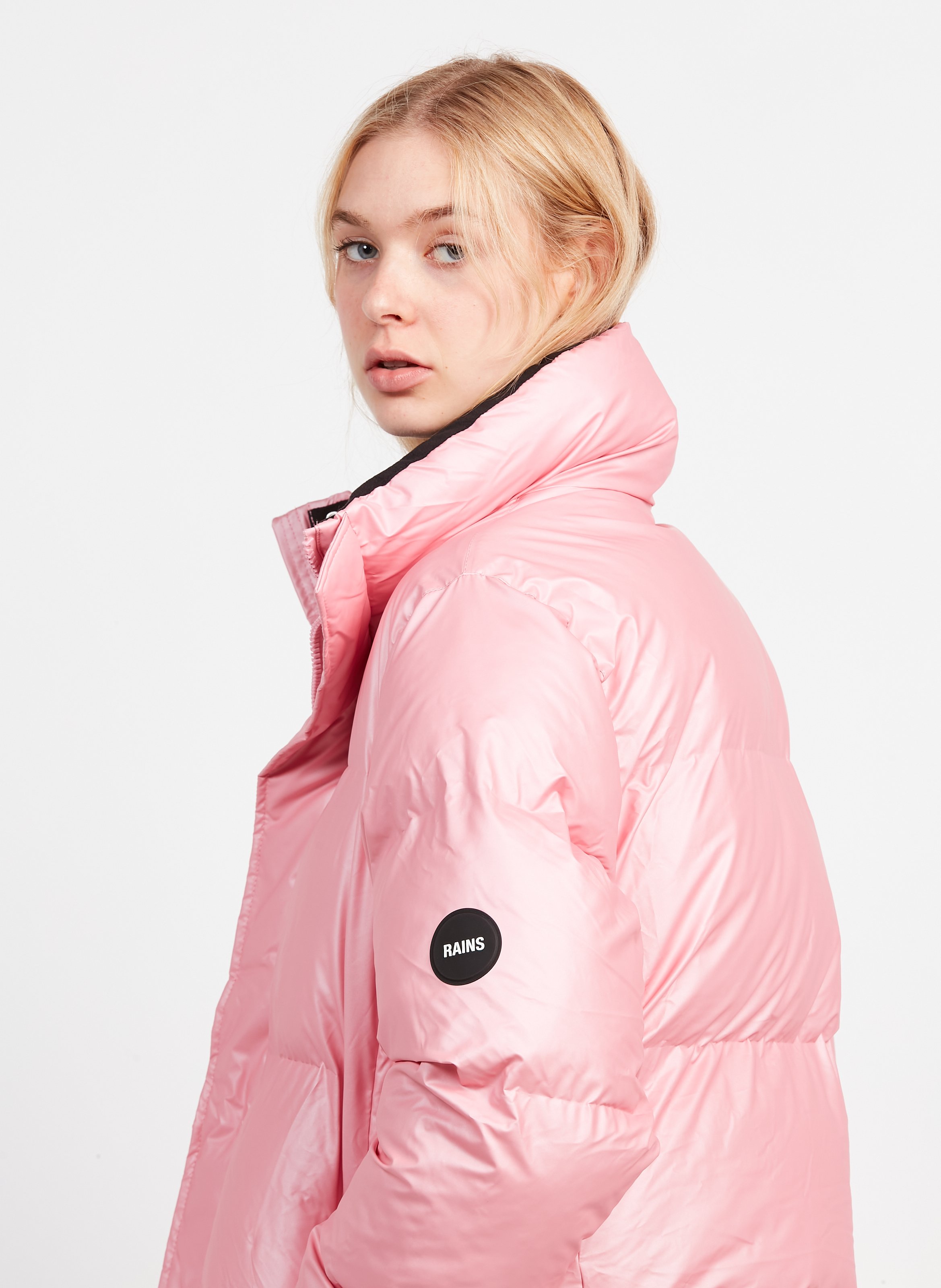 High-neck Quilted Padded Jacket Pink Sky Rains - Women | Place des ...