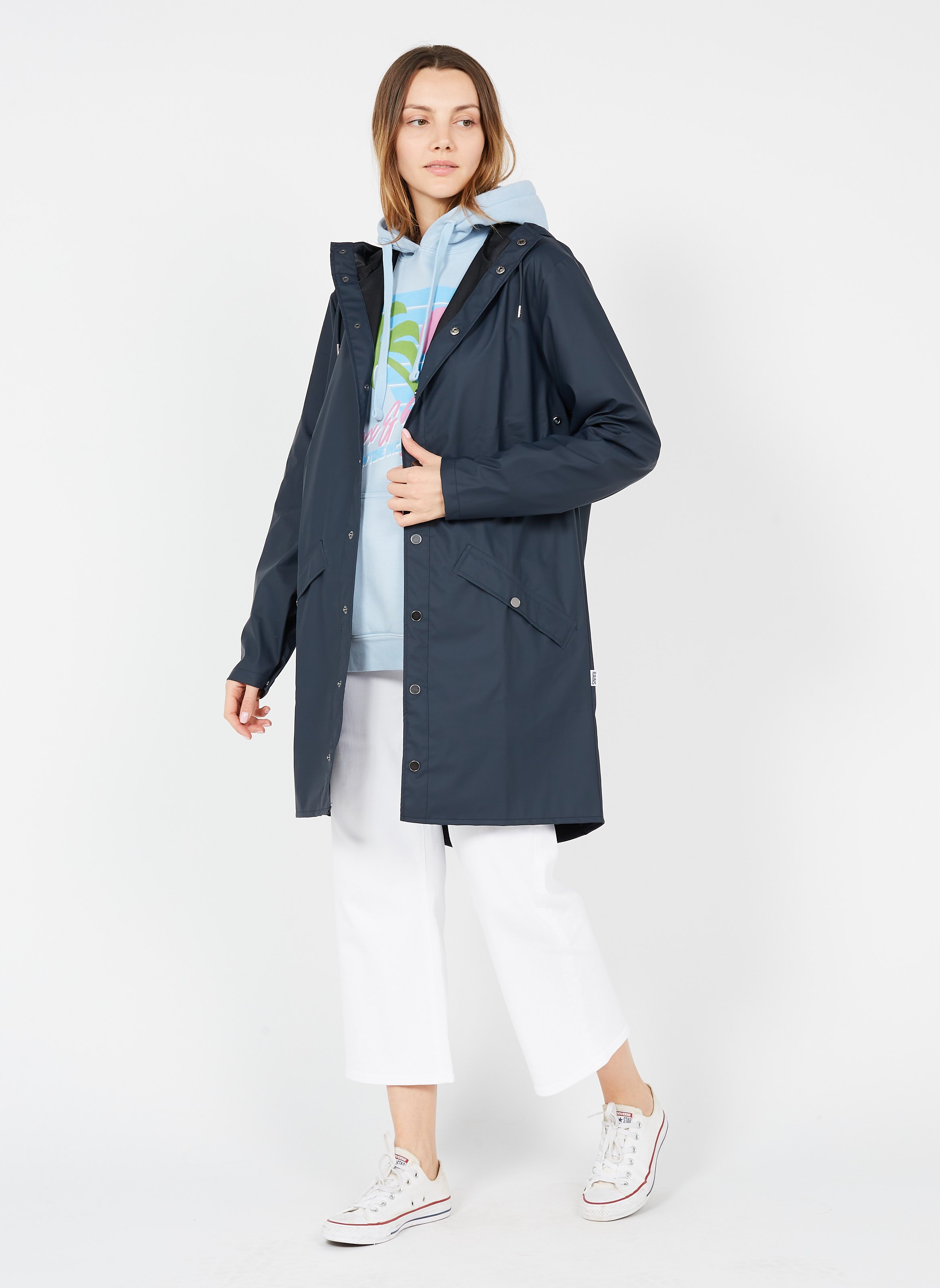Hooded Raincoat Navy Rains - Women | Place des Tendances