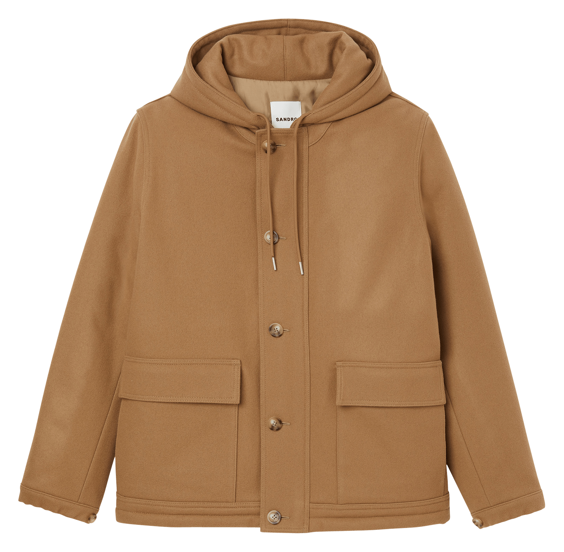 Hooded Wool Coat Camel Sandro - Men | Place des Tendances