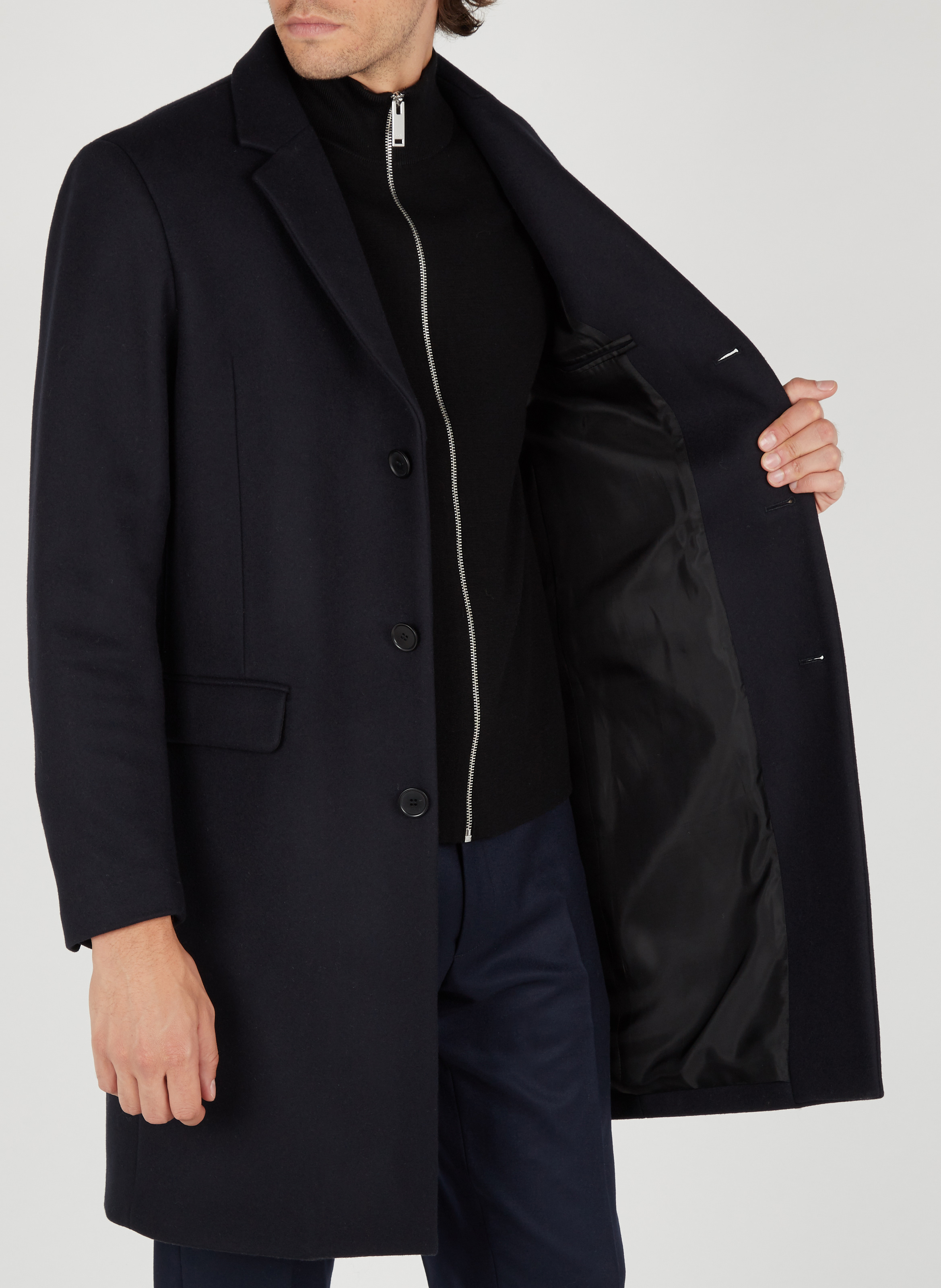 Regular-fit Wool-blend Coat With Tailored Collar Marine Sandro - Men ...
