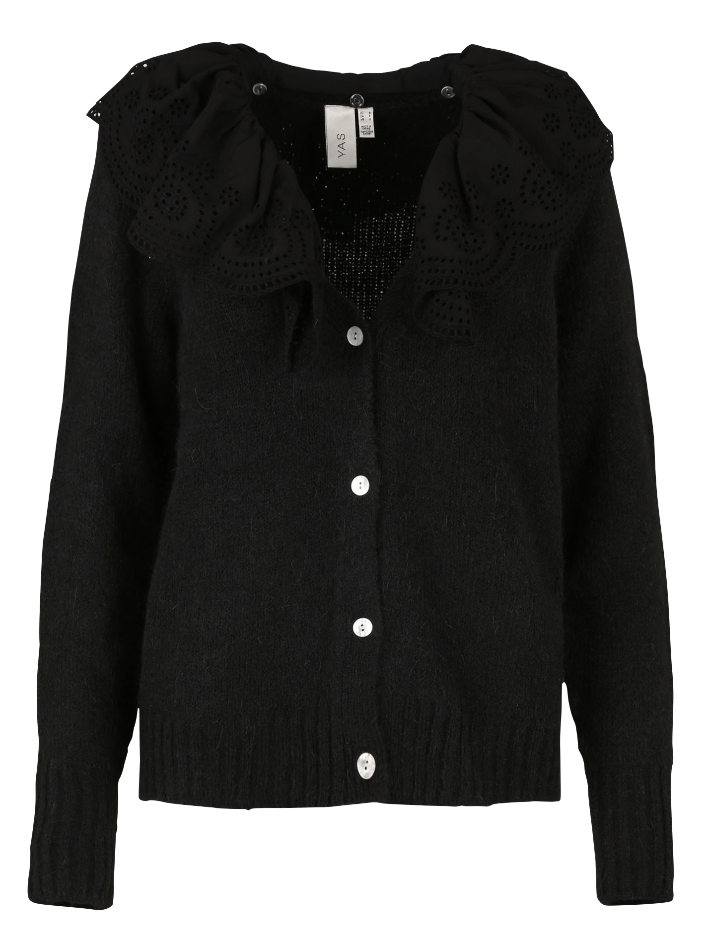 Knit Cardigan With Detachable Collar Black Yas - Women | Place des ...