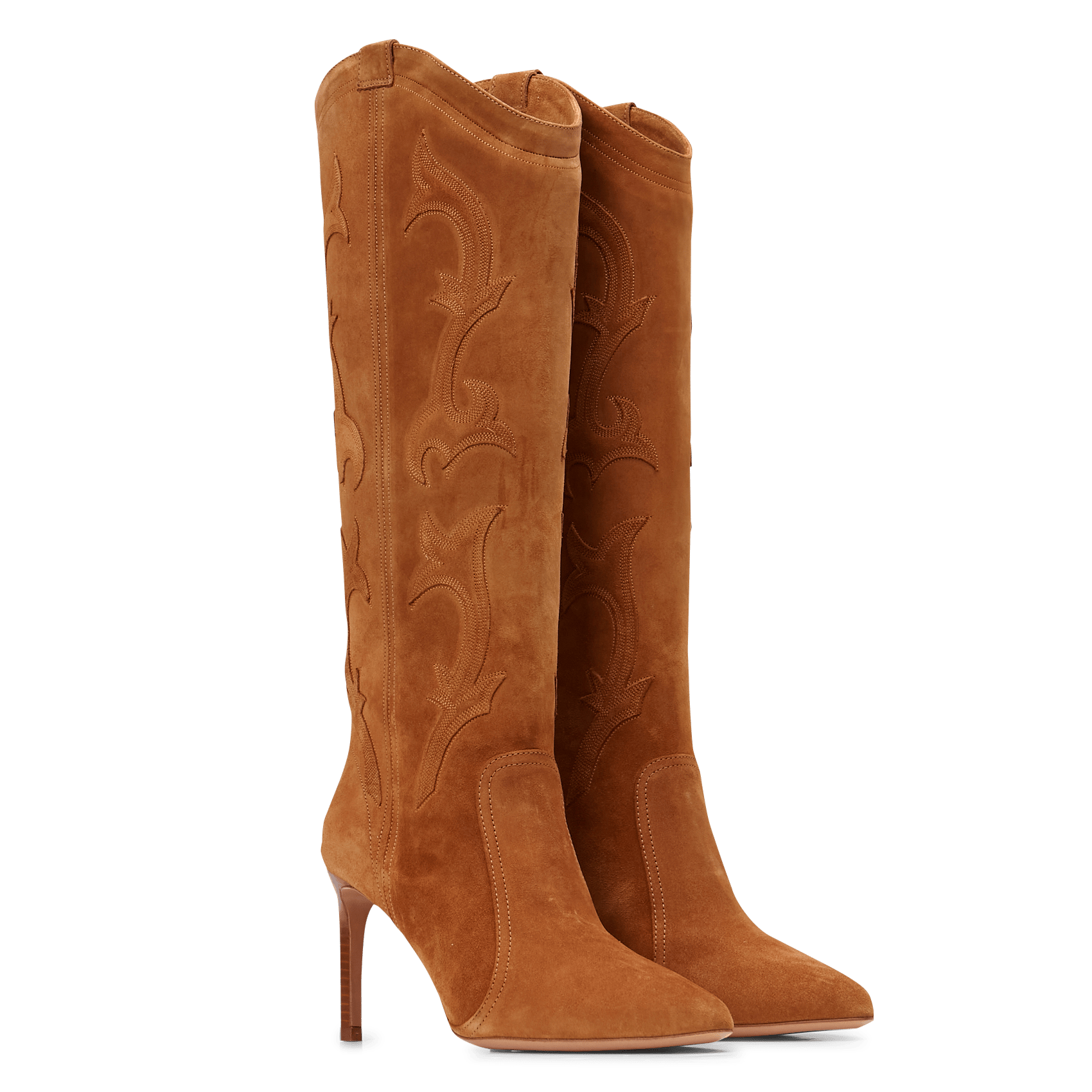 Bottes à Talon En Cuir Velours Cognac Ba & Sh - Femme | Place des Tendances