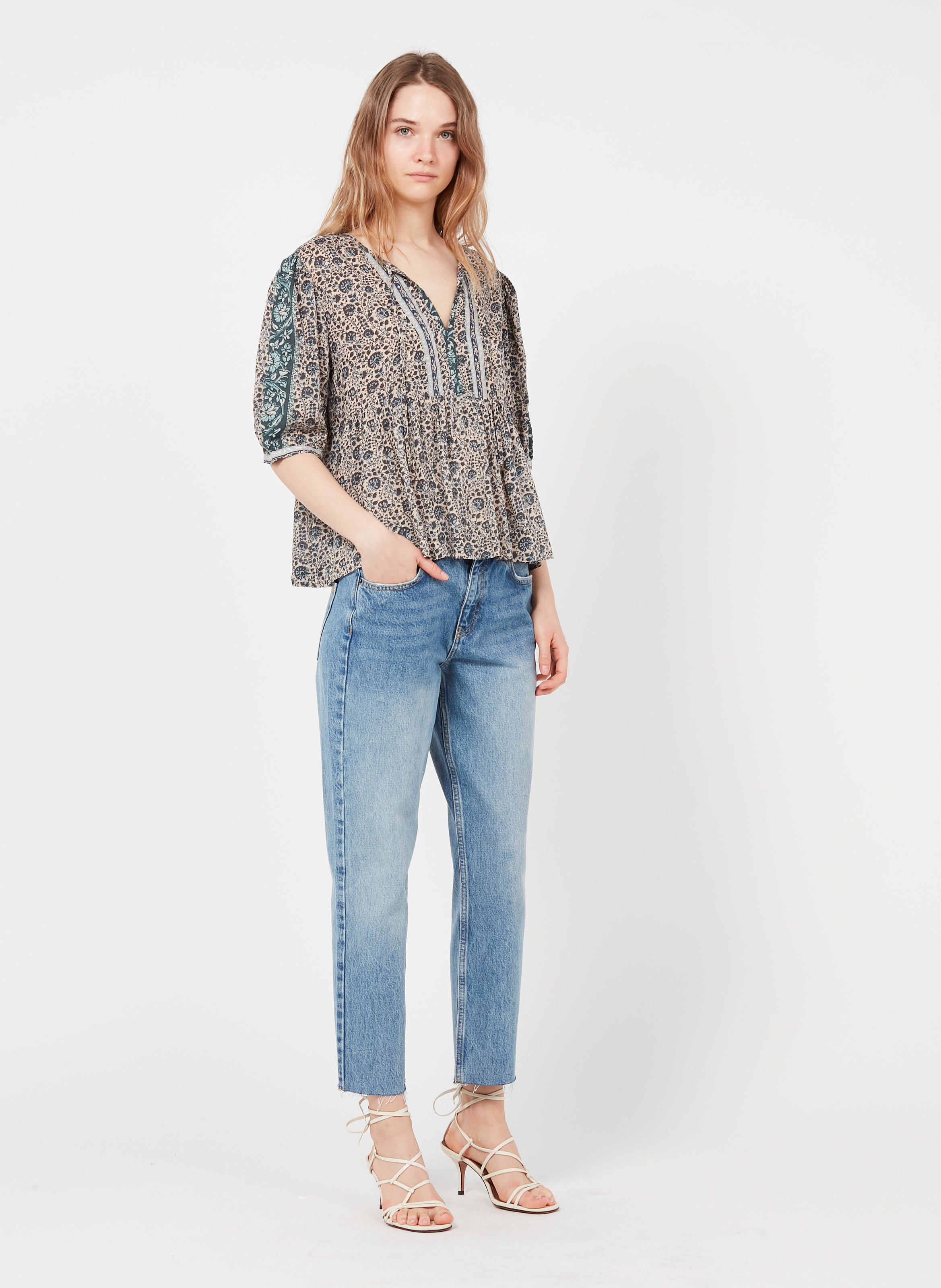Jean Cropped Taille Haute Lightusedblue Ba & Sh - Femme | Place des ...