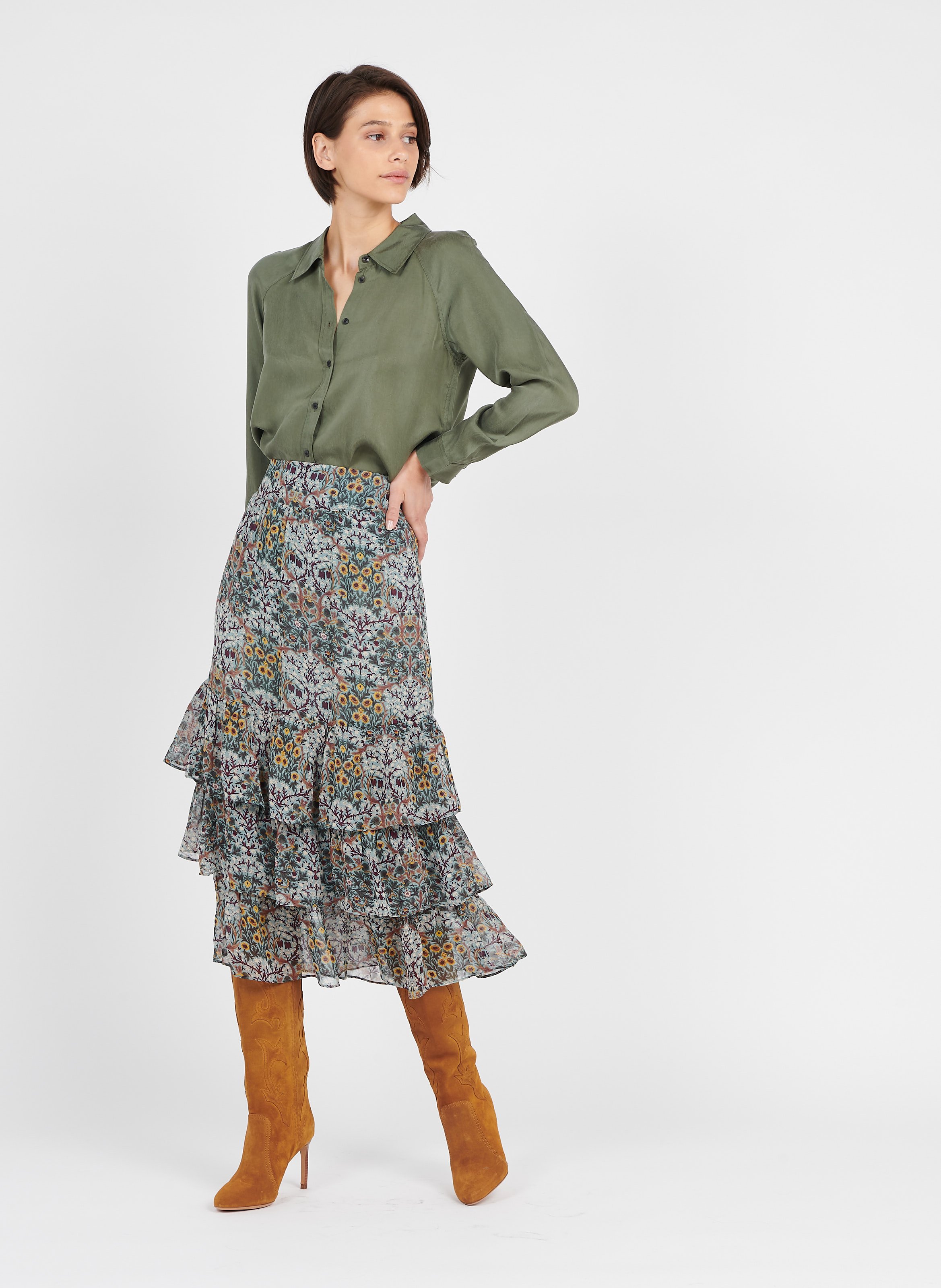 Bottes à Talon En Cuir Velours Cognac Ba & Sh - Femme | Place des Tendances