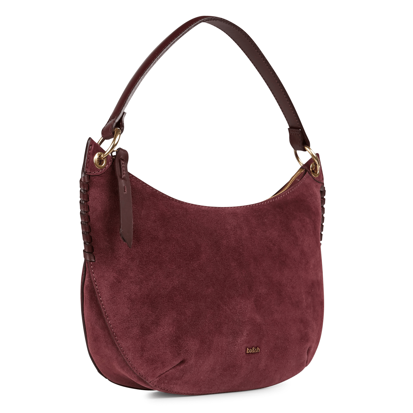 Sac épaule En Cuir De Veau Bordeaux Ba & Sh - Femme | Place des Tendances