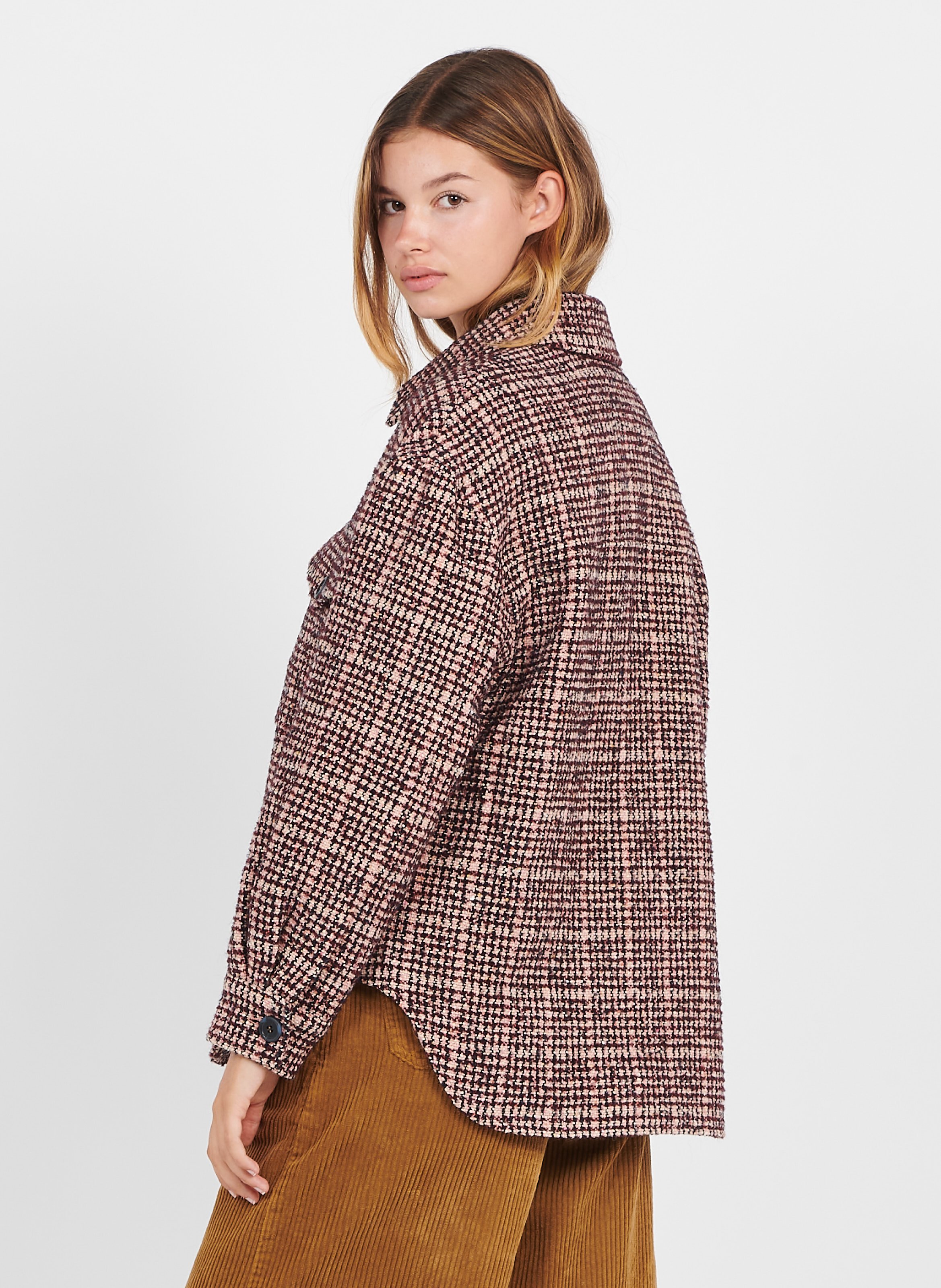 Surchemise Col Classique Jacquard En Laine Mélangée Tweed Bonton ...