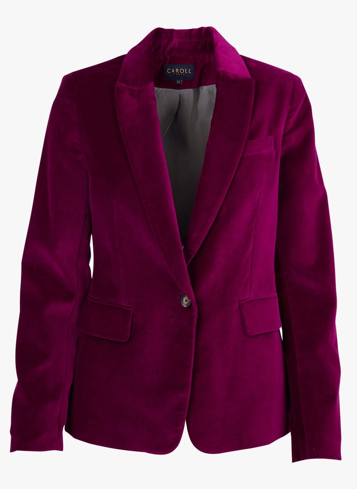 Veste De Tailleur En Coton Aspect Velours Figue Uni Caroll Femme Place Des Tendances