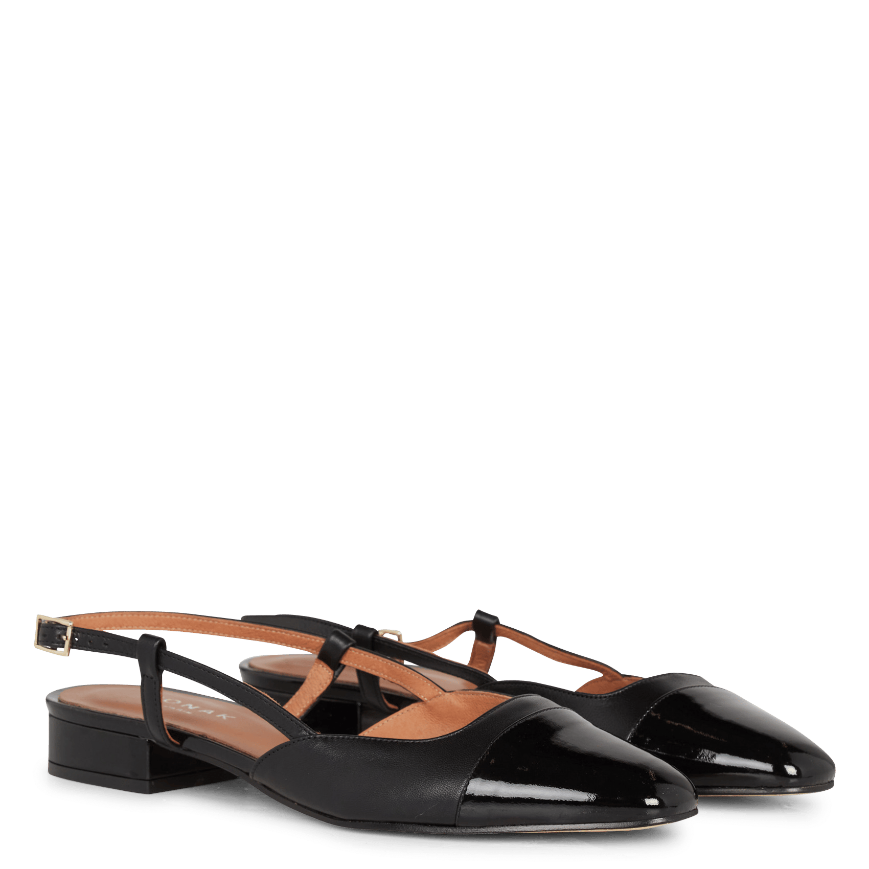 Ballerines Ouvertes En Cuir Vernis Noir Jonak - Femme | Place des Tendances