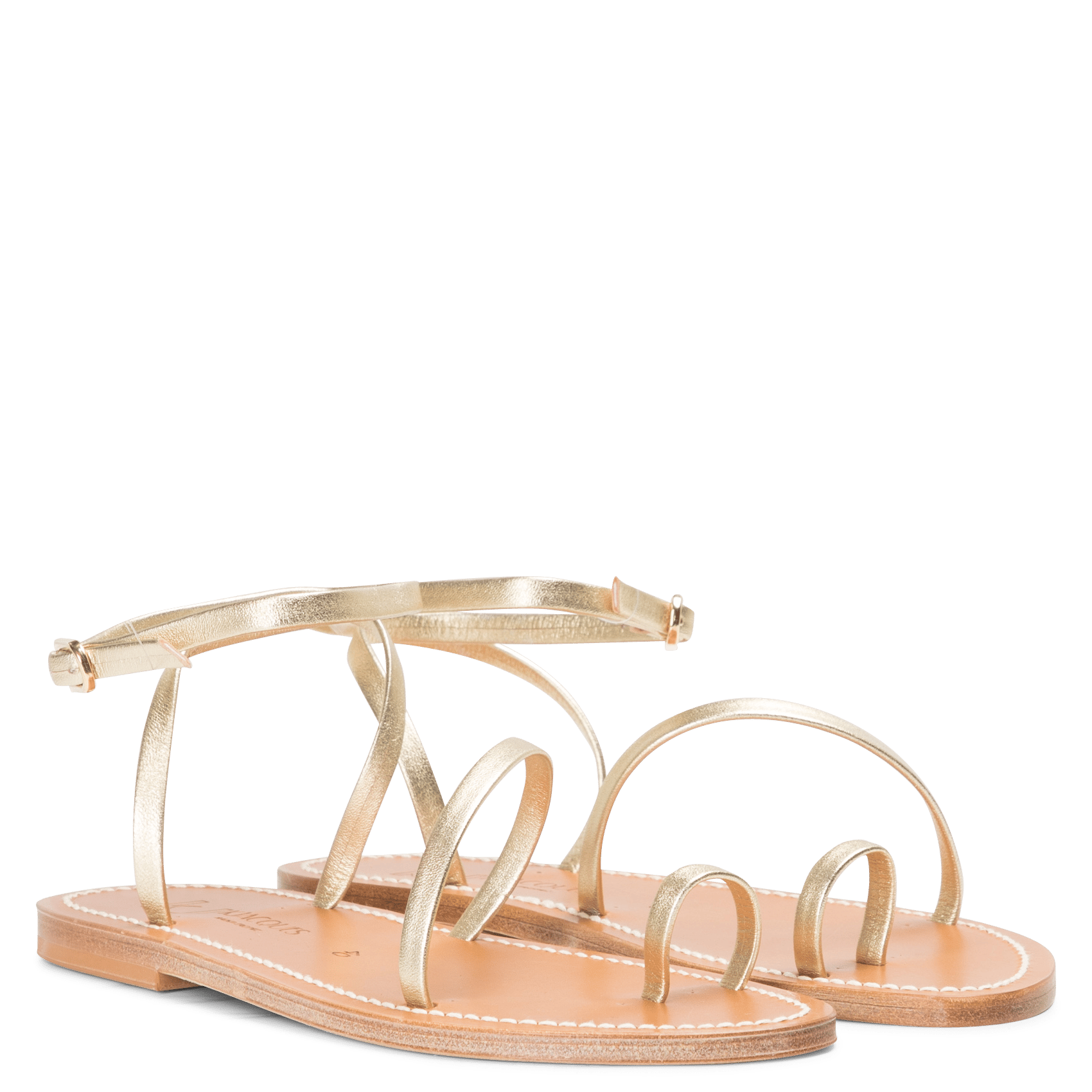 Sandales Plates En Cuir Métallisé Lame Platine K Jacques - Femme ...