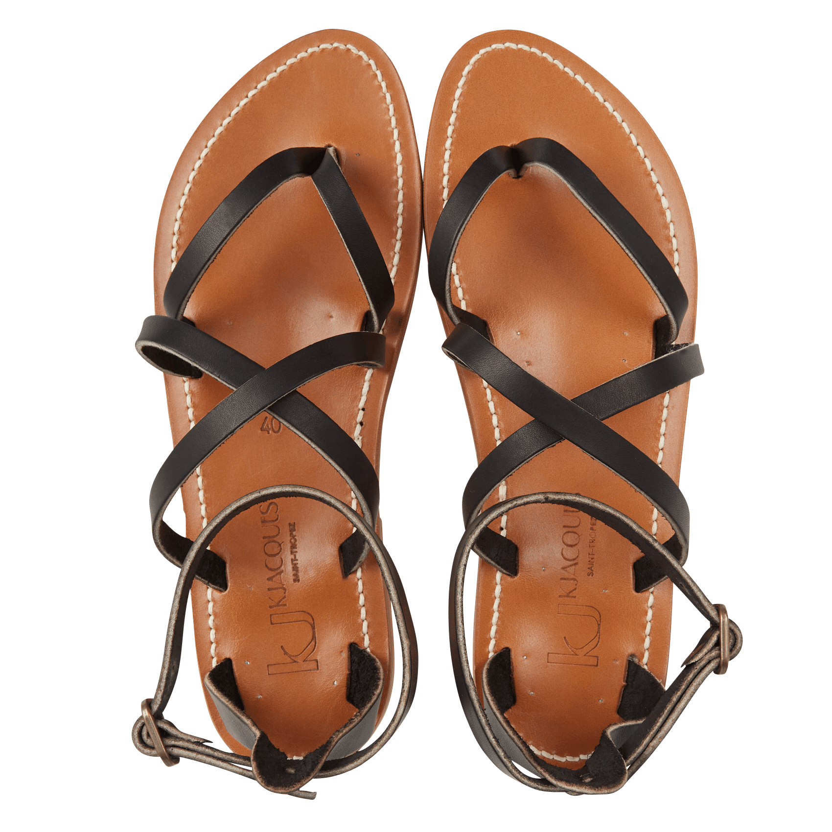 Sandales Plates En Cuir Pul Noir K Jacques - Femme | Place des Tendances