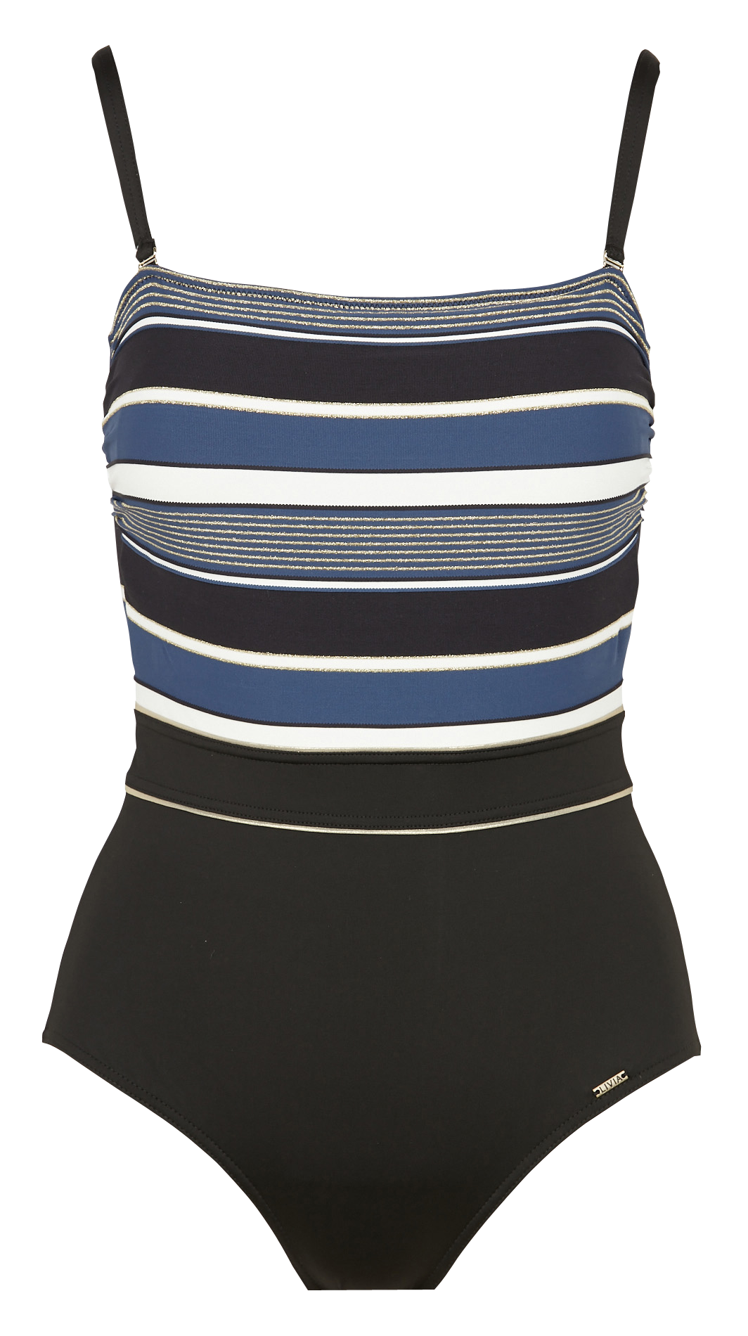 Maillot De Bain 1 Pièce Rayé à Fil Métallisé Bleu Livia Femme Place