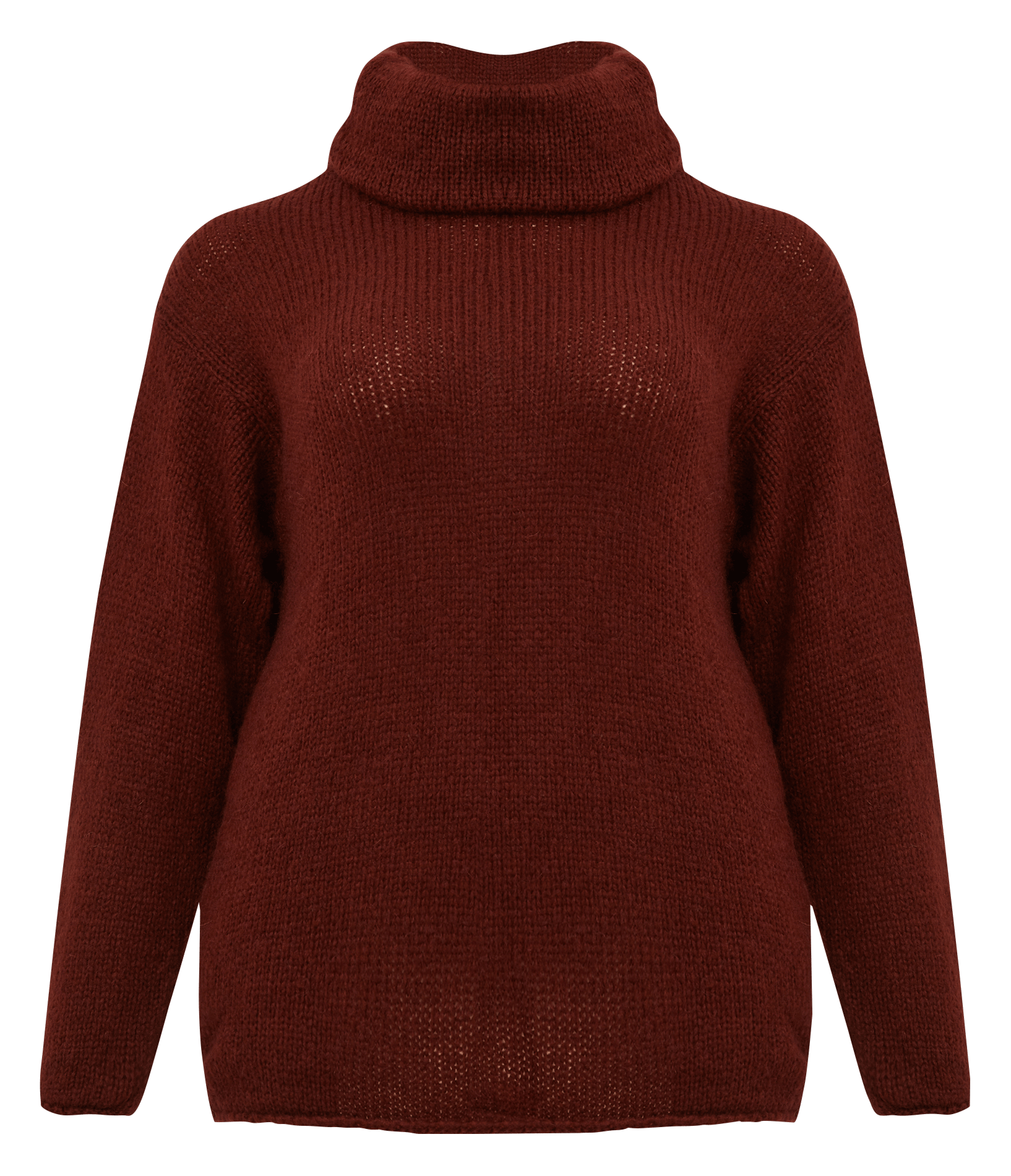 Pull col on sale roulé bordeaux