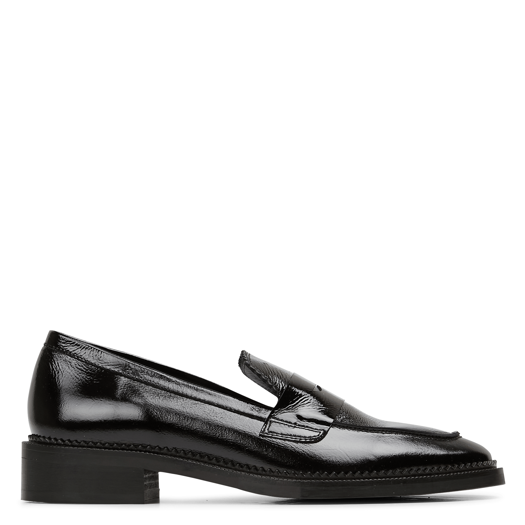 Mocassins En Cuir Verni Plissé Noir Rivecour - Femme | Place des Tendances