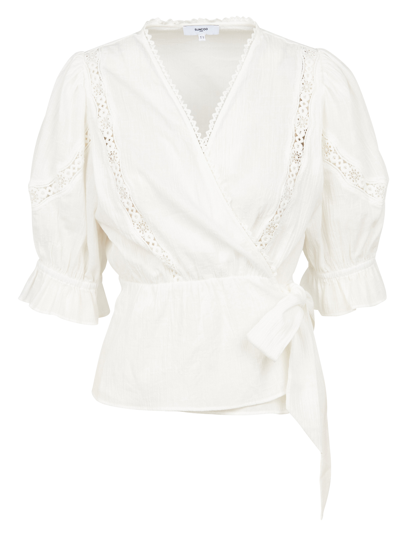 Top Cache Coeur à Broderie Ajourée Blanc Casse Suncoo - Femme | Place ...