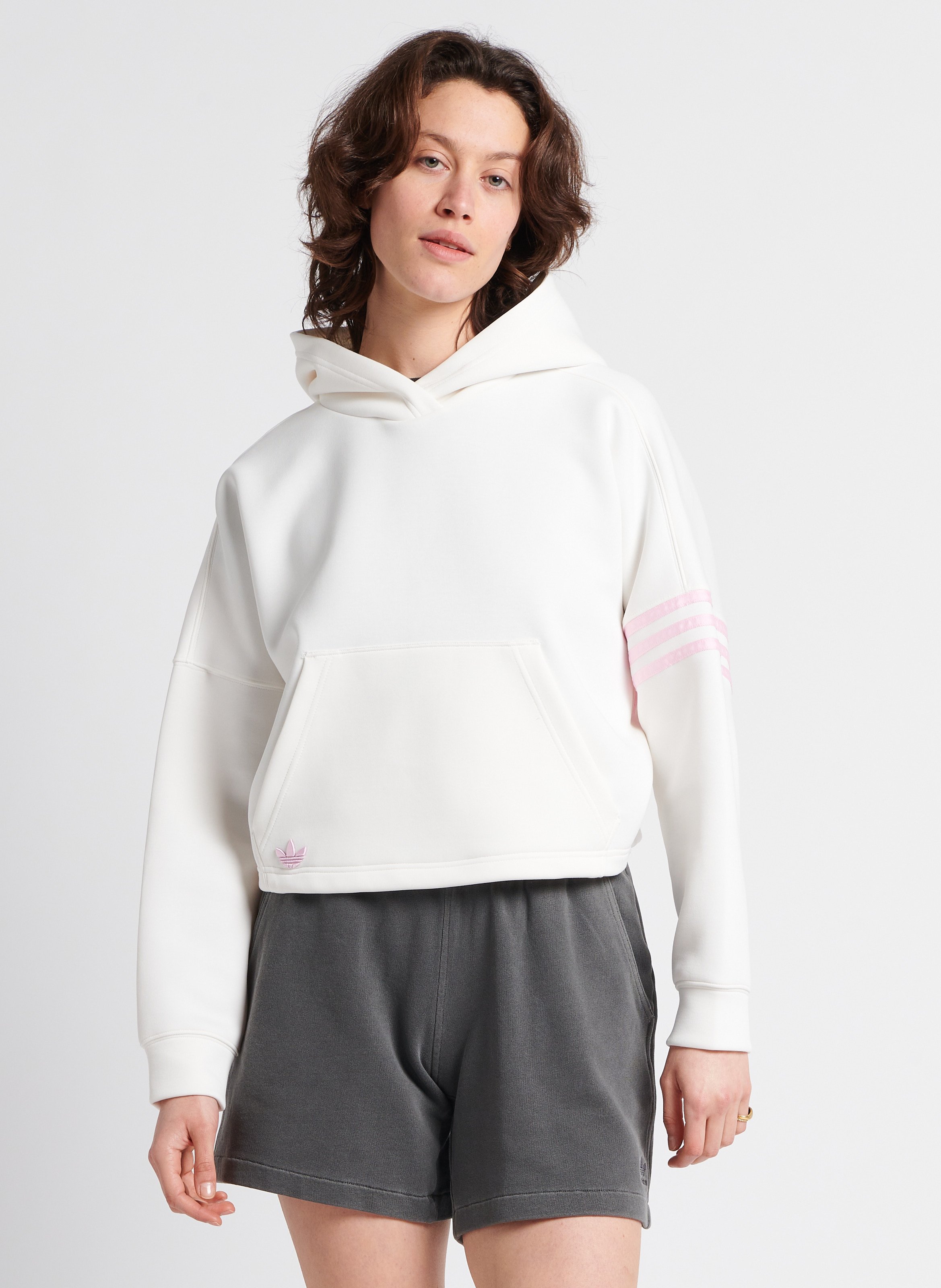 Loose-fit Cotton-blend Hoodie Cloud White-clear Pink Adidas - Women ...