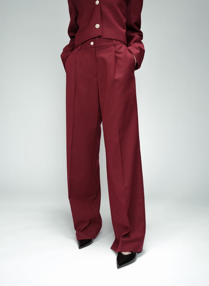 Wide Trousers Bordeaux Grace Et Mila - Women - OSCAR_22807-BORDEAUX ...