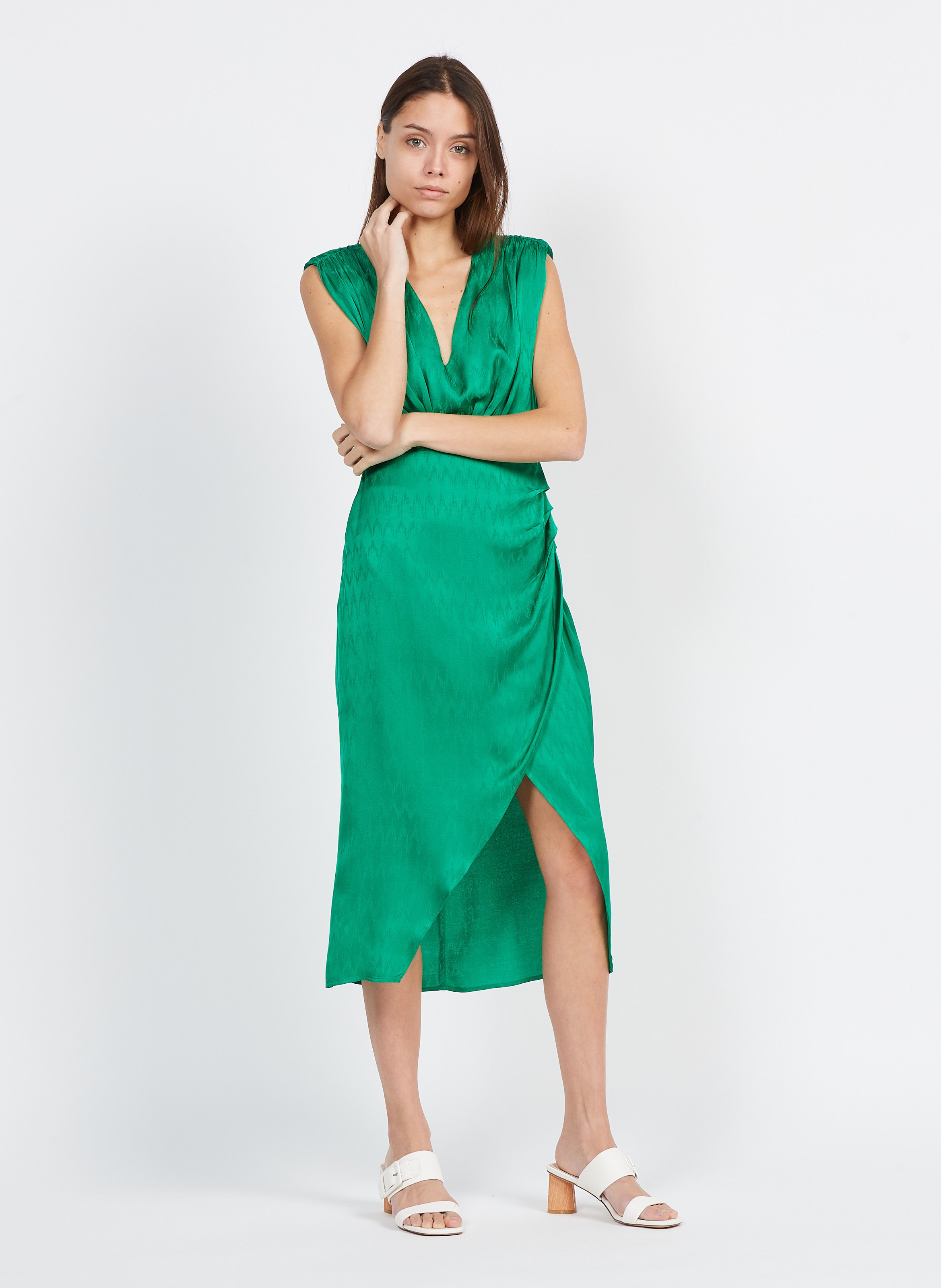 Robe Col V Fluide Vert Suncoo - Femme | Place des Tendances