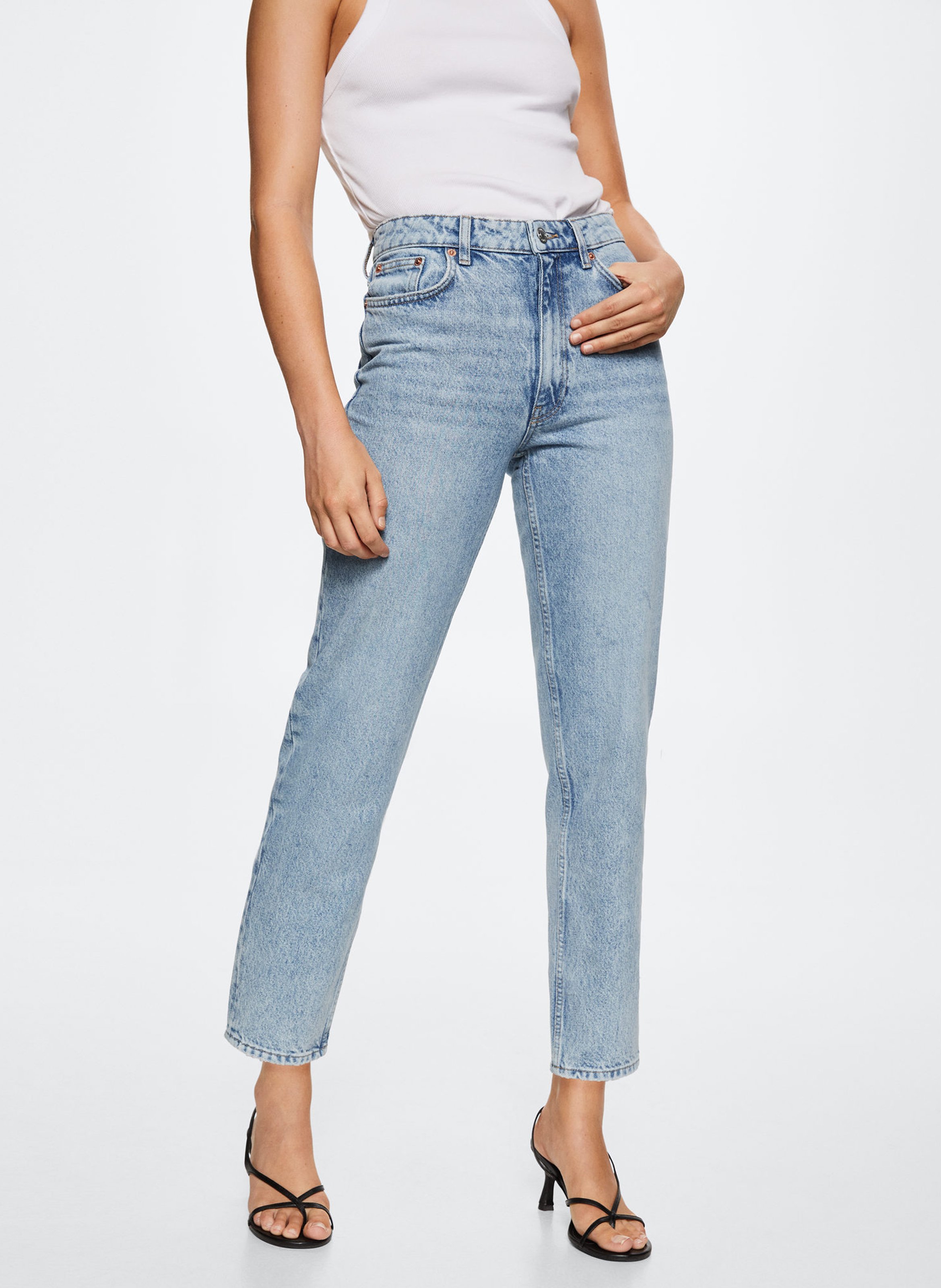 Vaquero Mom 5bolsillos Bleu Changeant Mango - Mujer | Place des Tendances