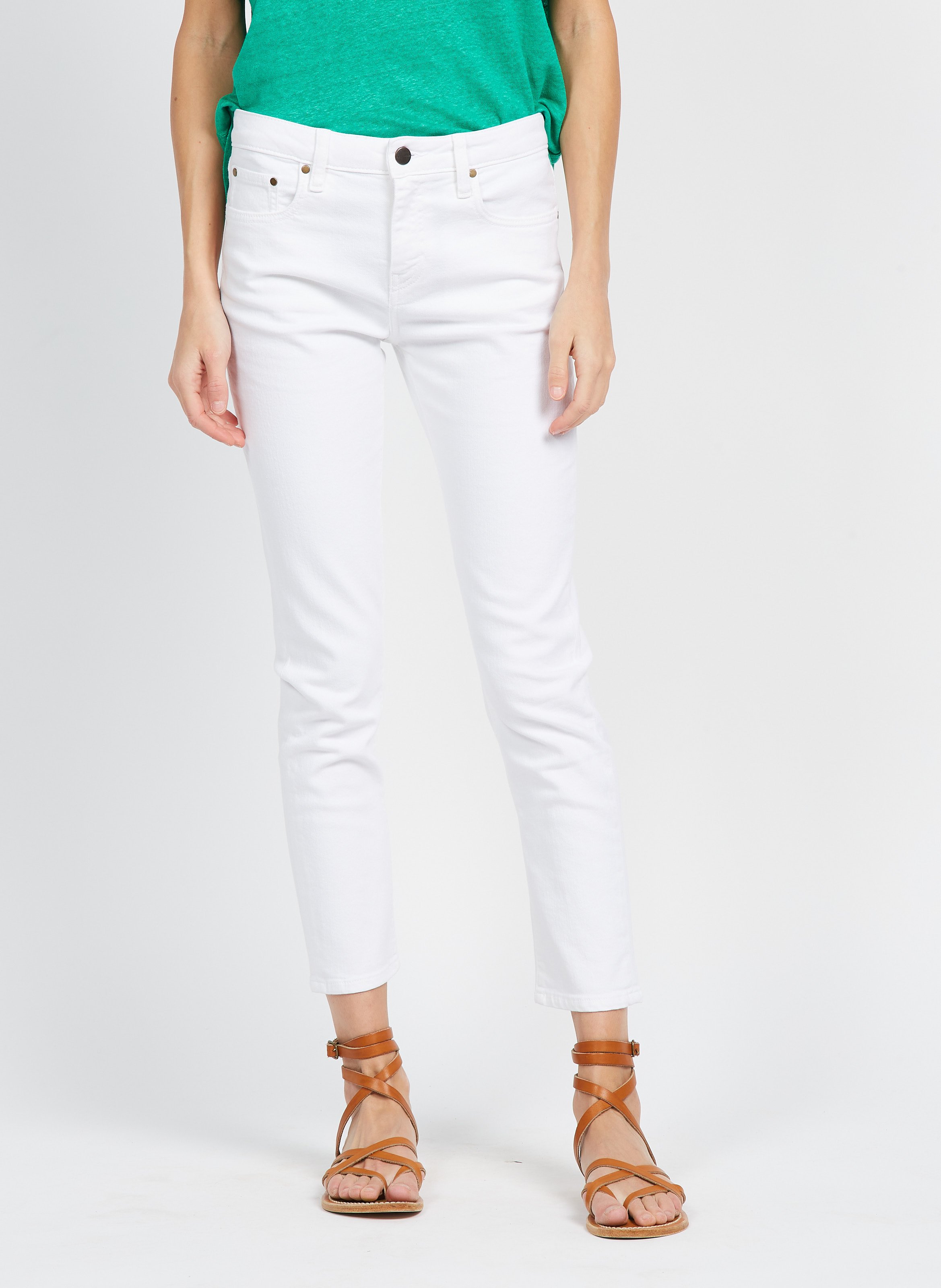 Slim-fit Cotton-blend Jeans White Acquaverde - Women | Place des Tendances