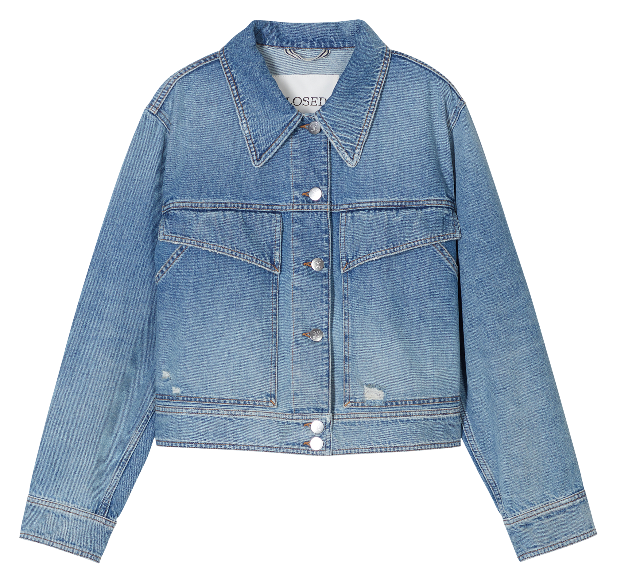 Straight Cotton Jacket Mid Blue Closed - Women - C97008-18R-5T-MBL-MID ...