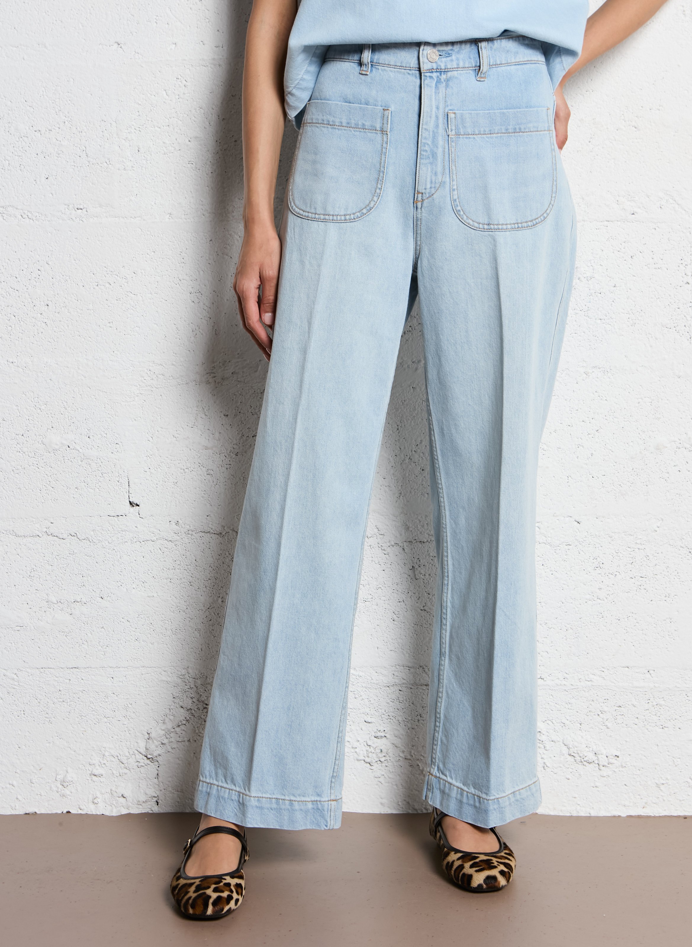 Cotton straight jeans In 00 Lab Dip - Women PO1433 | Place des Tendances