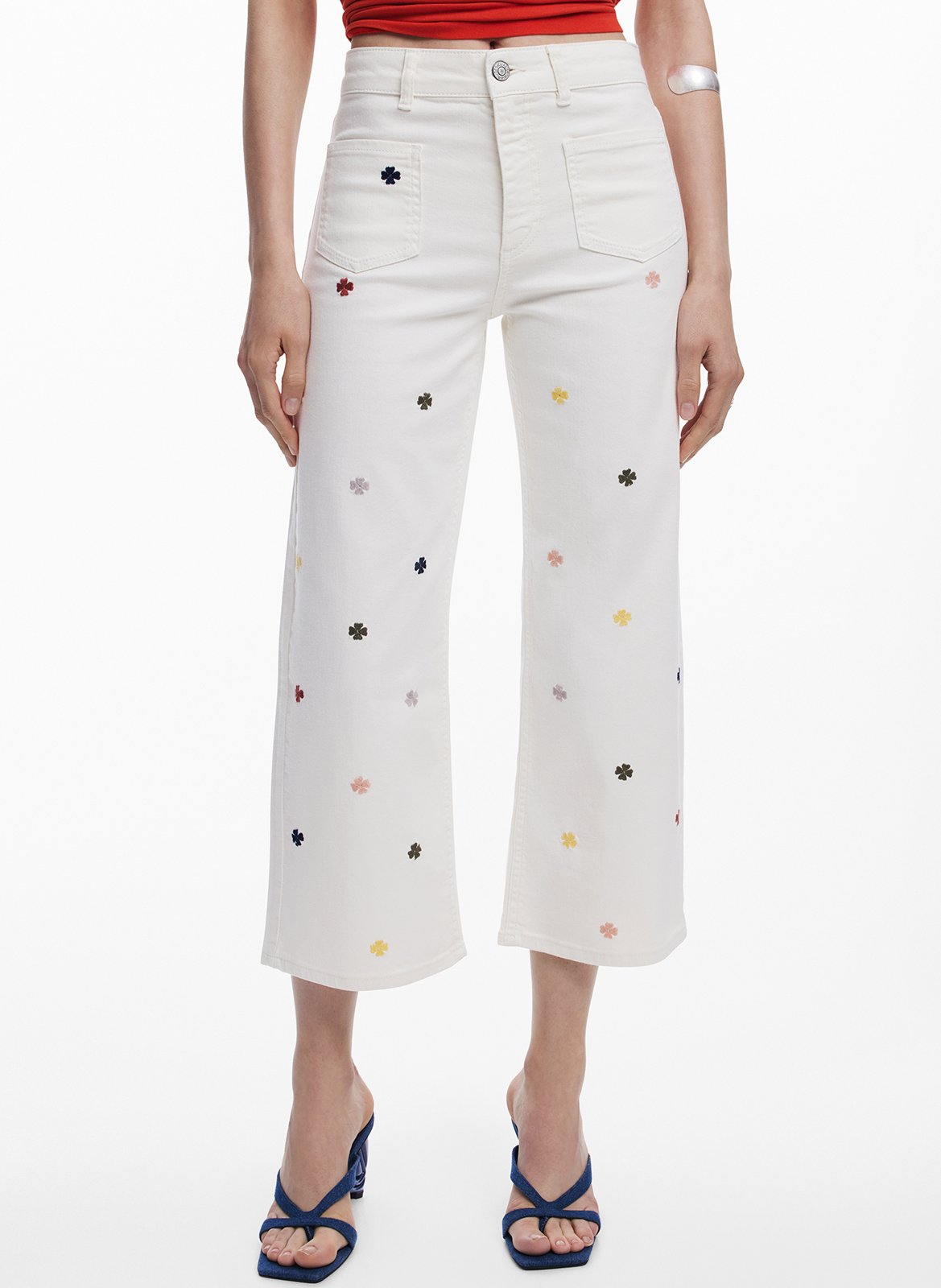 Pantalón de algodón recto csally Material finishes Desigual - Mujer 25SWDDXF | Place des Tendances