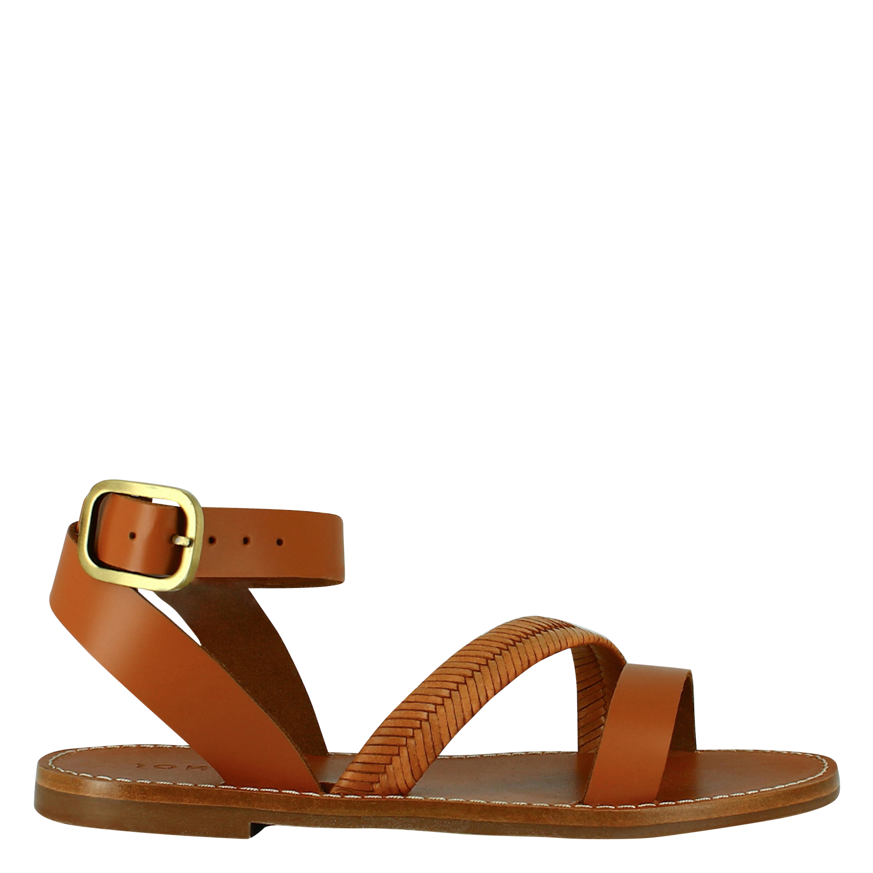 Sandales Plates à Brides En Cuir Lisse Lausanne Cognac Jonak - Femme ...