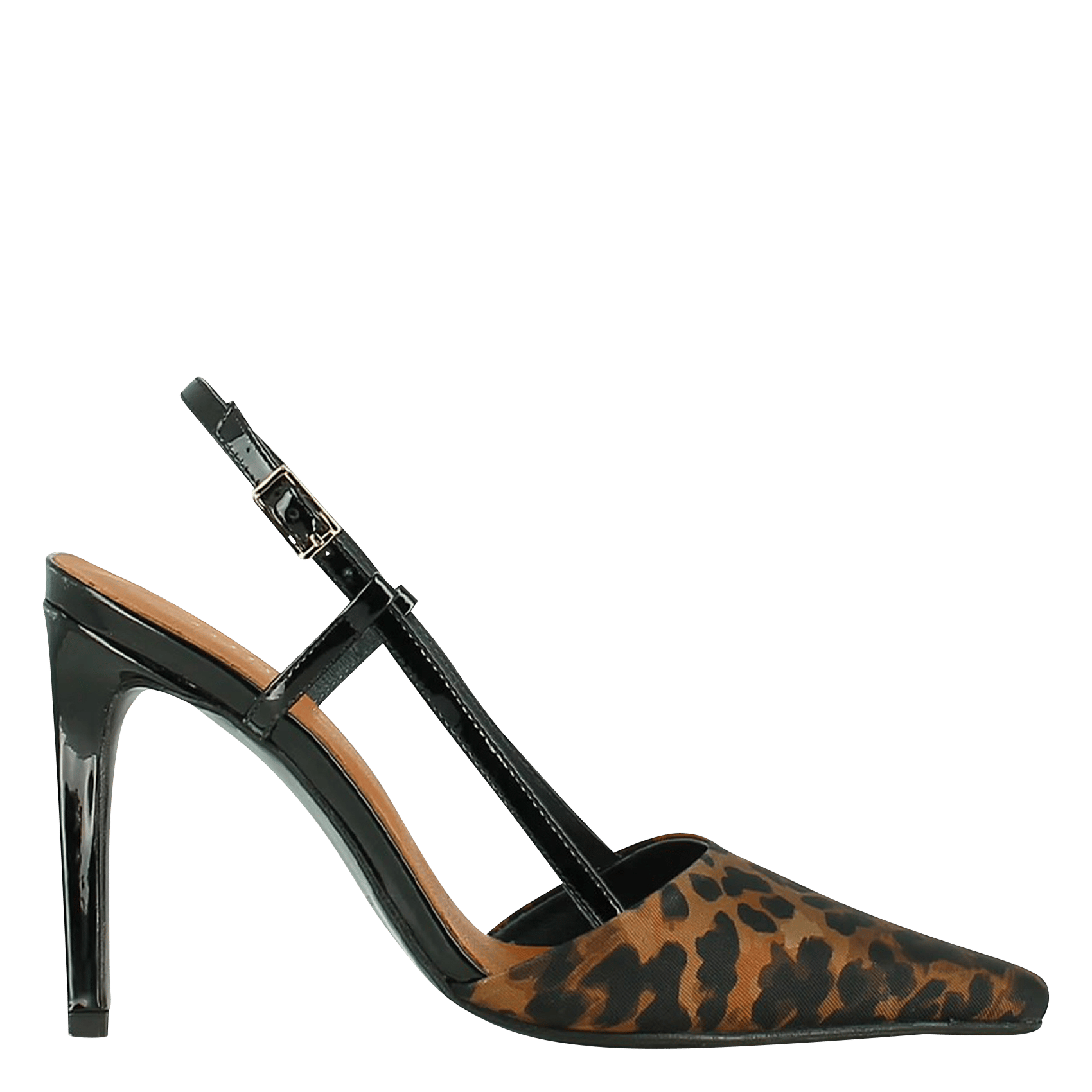 Slingback Pumps In Textile And Leather Leopard Marron Noir Jonak ...