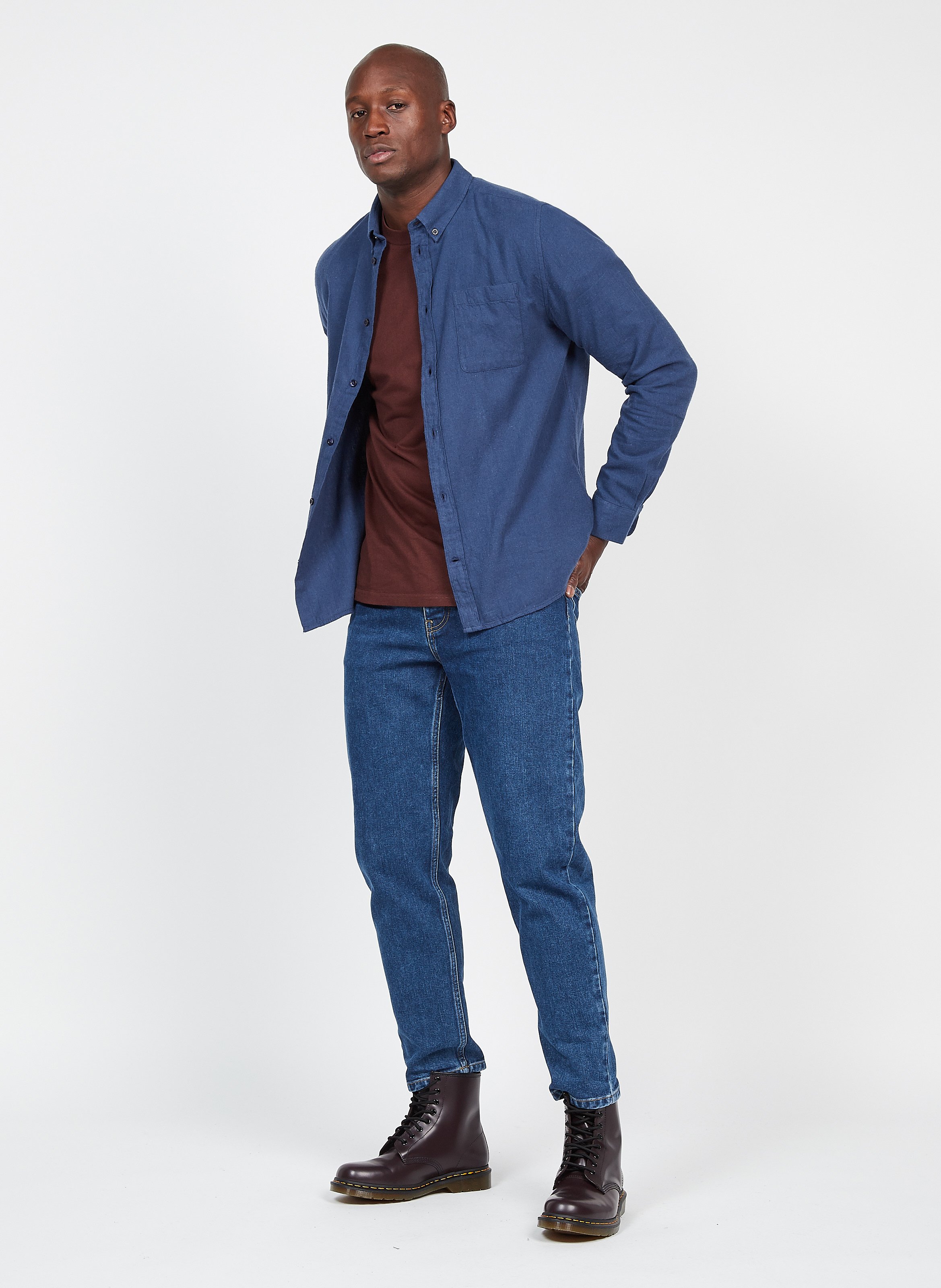 Regular-fit Organic Cotton Shirt With Button-down Collar Estate Blue ...