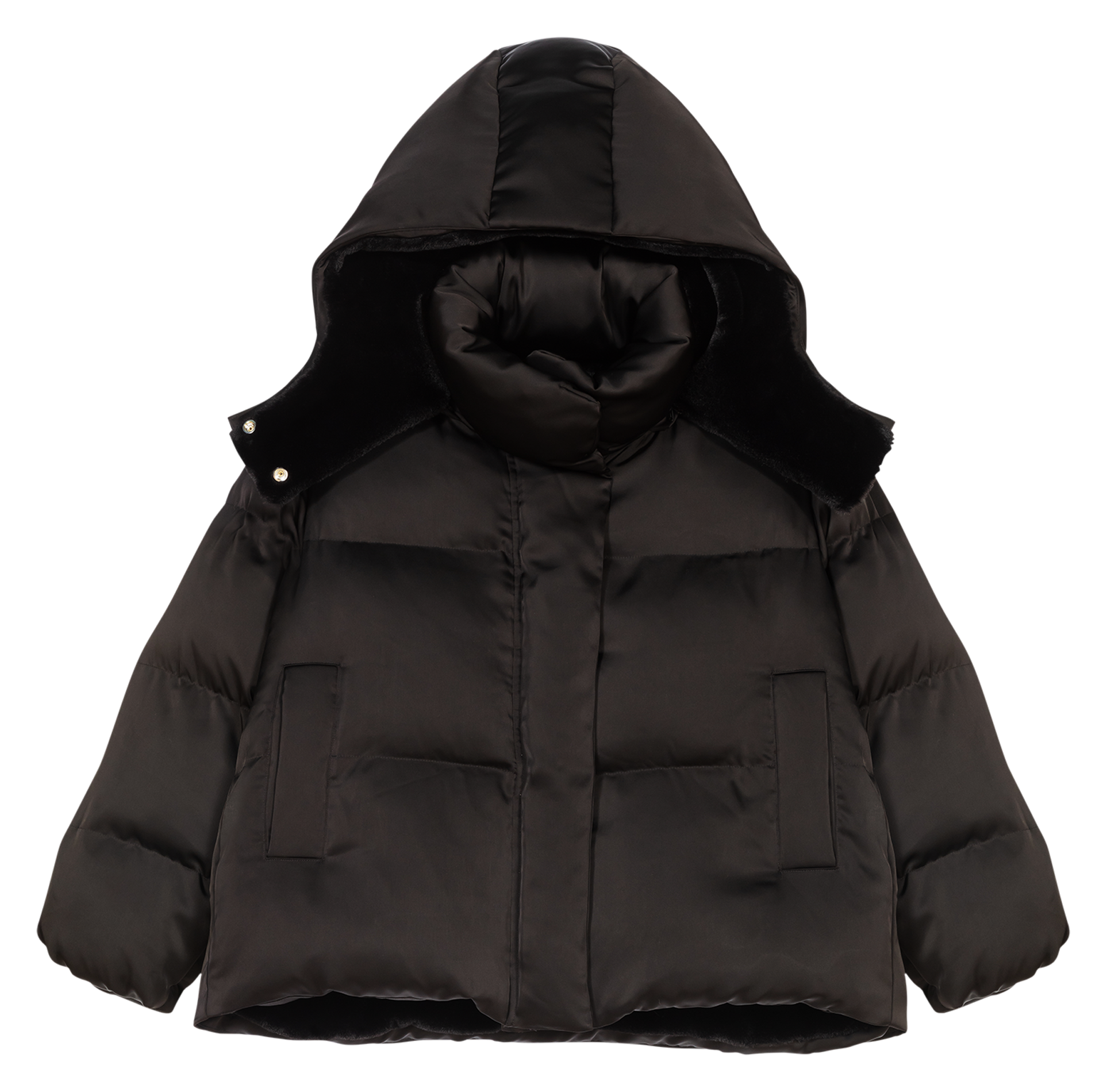 Quilted Down Jacket With Hood Noir Maje - Women | Place des Tendances ...