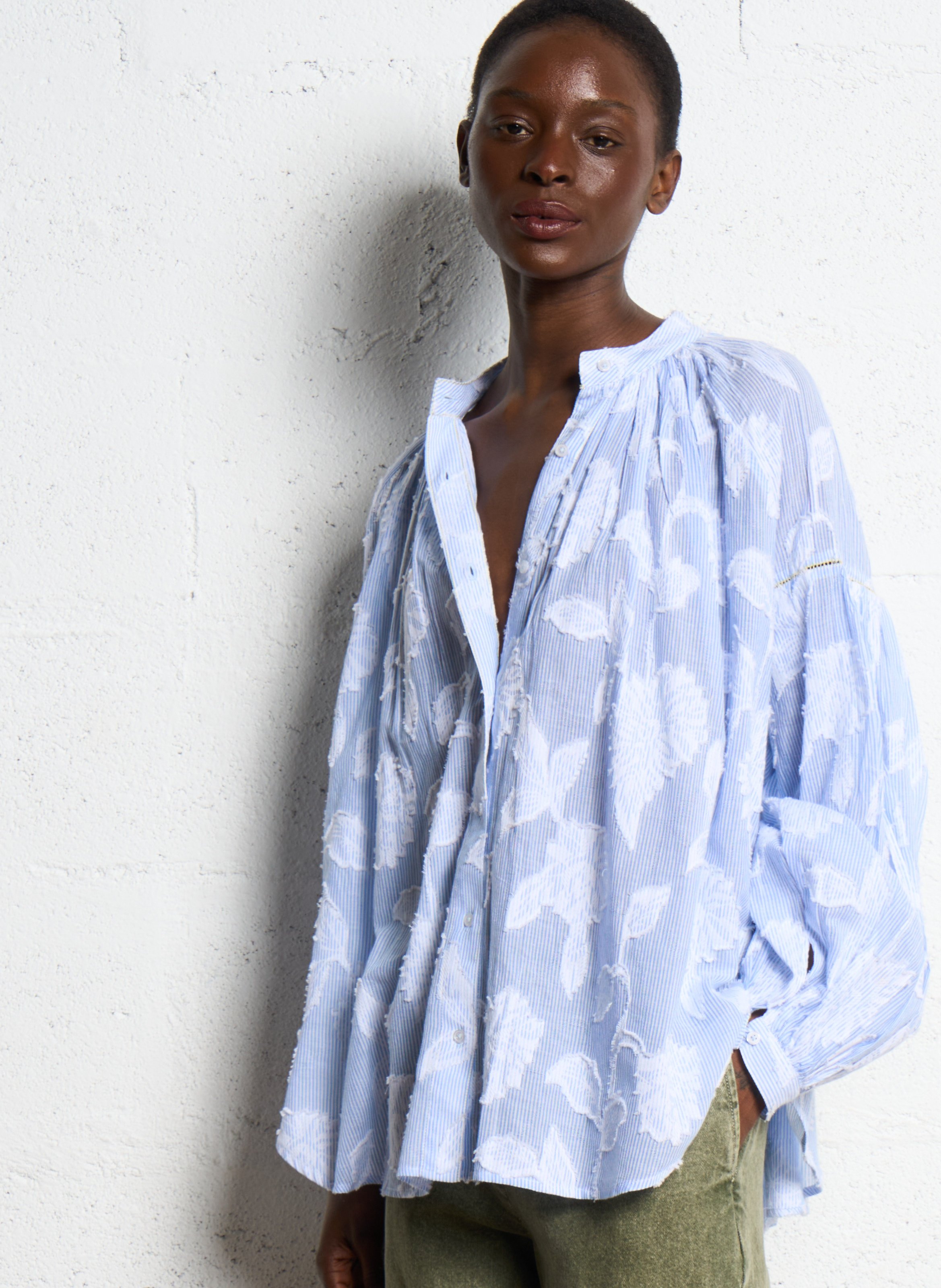 Chemsie col rond en coton Thea Blue Mes Demoiselles - Femme THEA ...