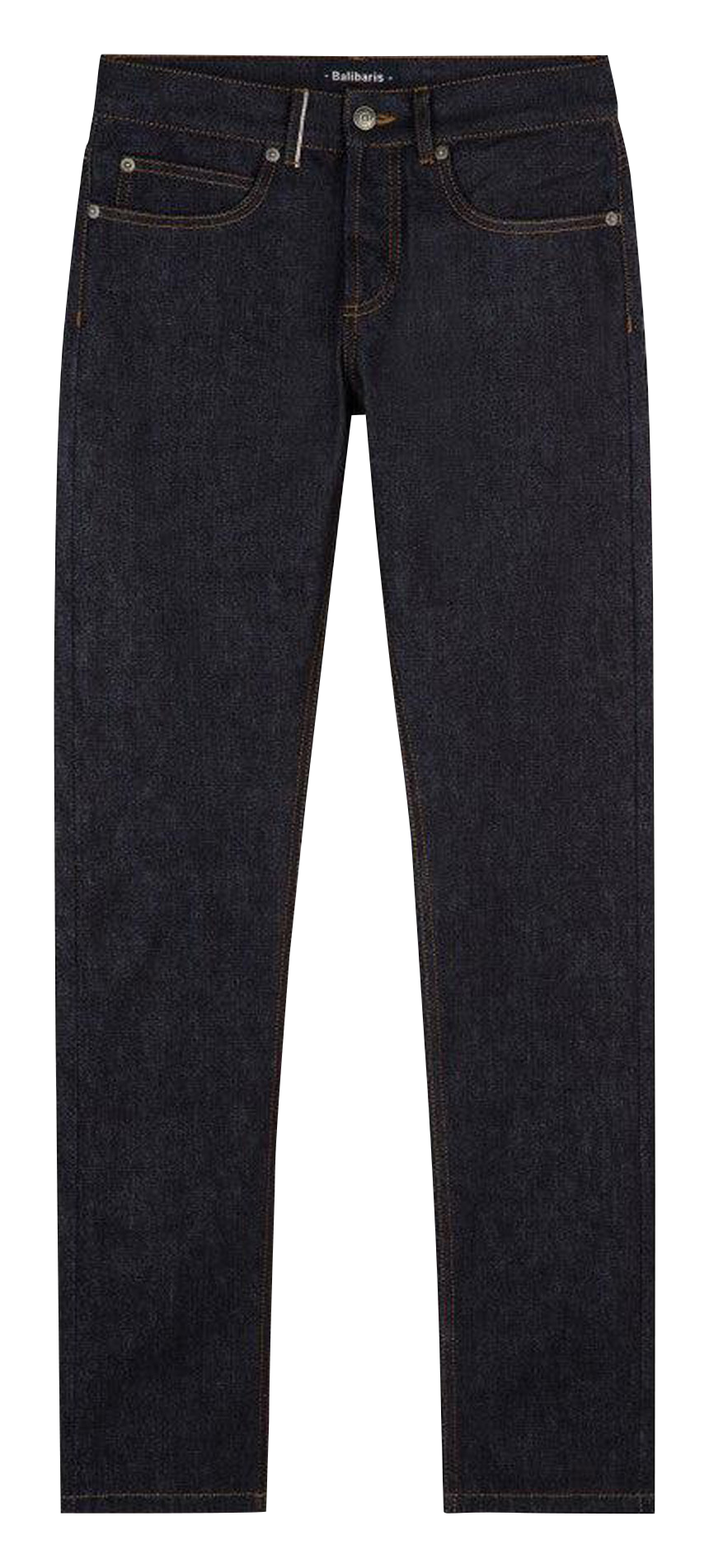 Organic cotton slim-fit jeans Indigo red selvedge Balibaris - Men ...