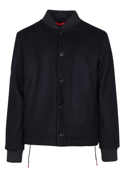 High Neck Wool Coat Navy Homecore Men Place Des Tendances