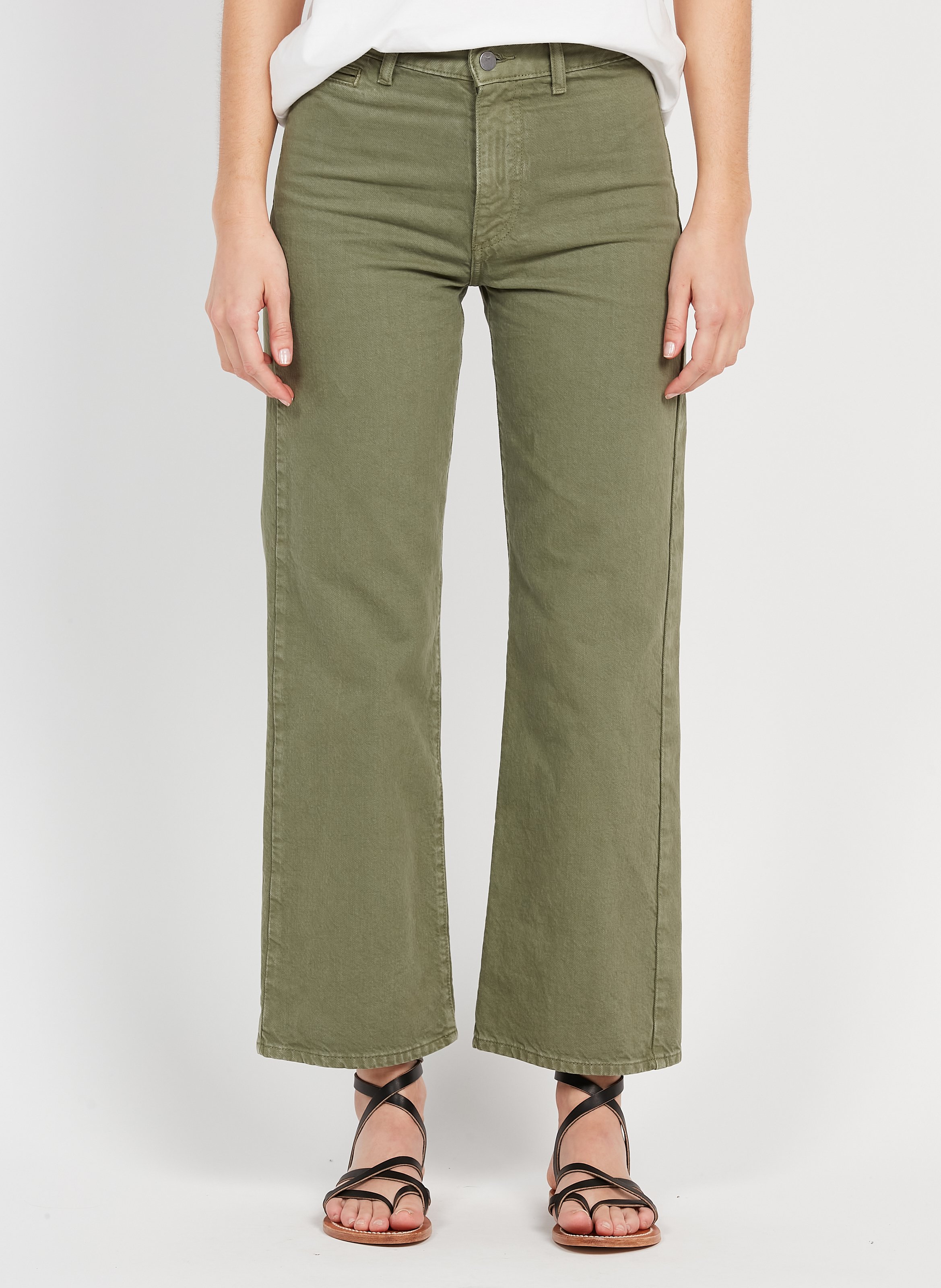 Straight-leg Cotton Jeans Light Kaki Acquaverde - Women | Place des ...