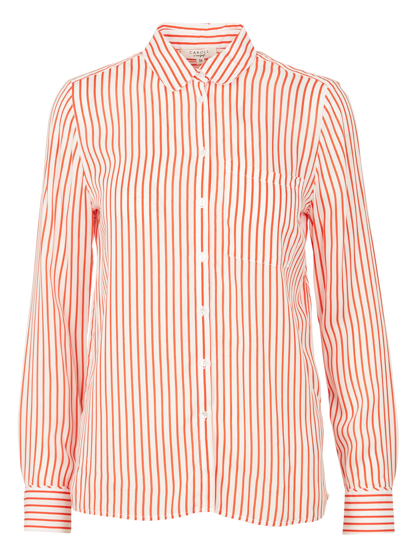 Chemise Col Classique Rayée Orange Caroll - Femme | Place des Tendances